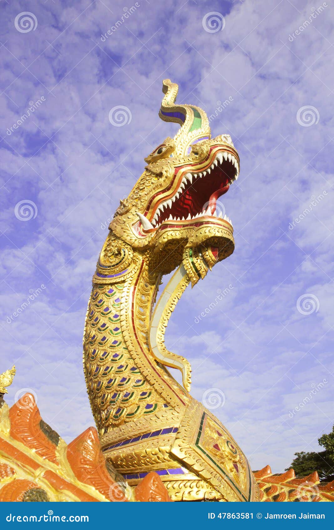 Thai Dragon or King of Naga Statue Stock Image - Image of china, holy ...