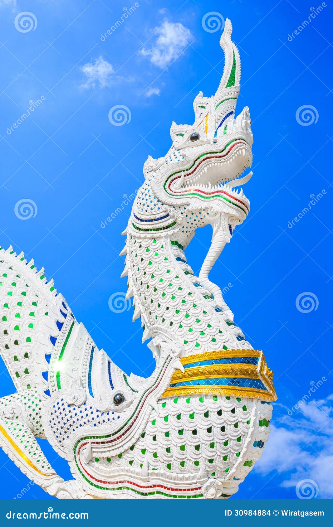 Thai Dragon or King of Naga Statue Stock Photo - Image of beautiful ...
