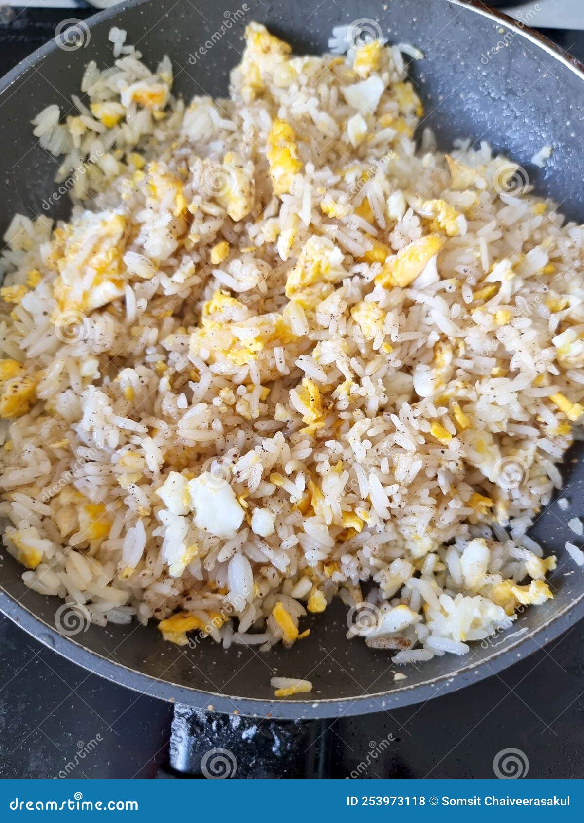 Thai egg fried rice stock photo. Image of cooking, asian - 253973118