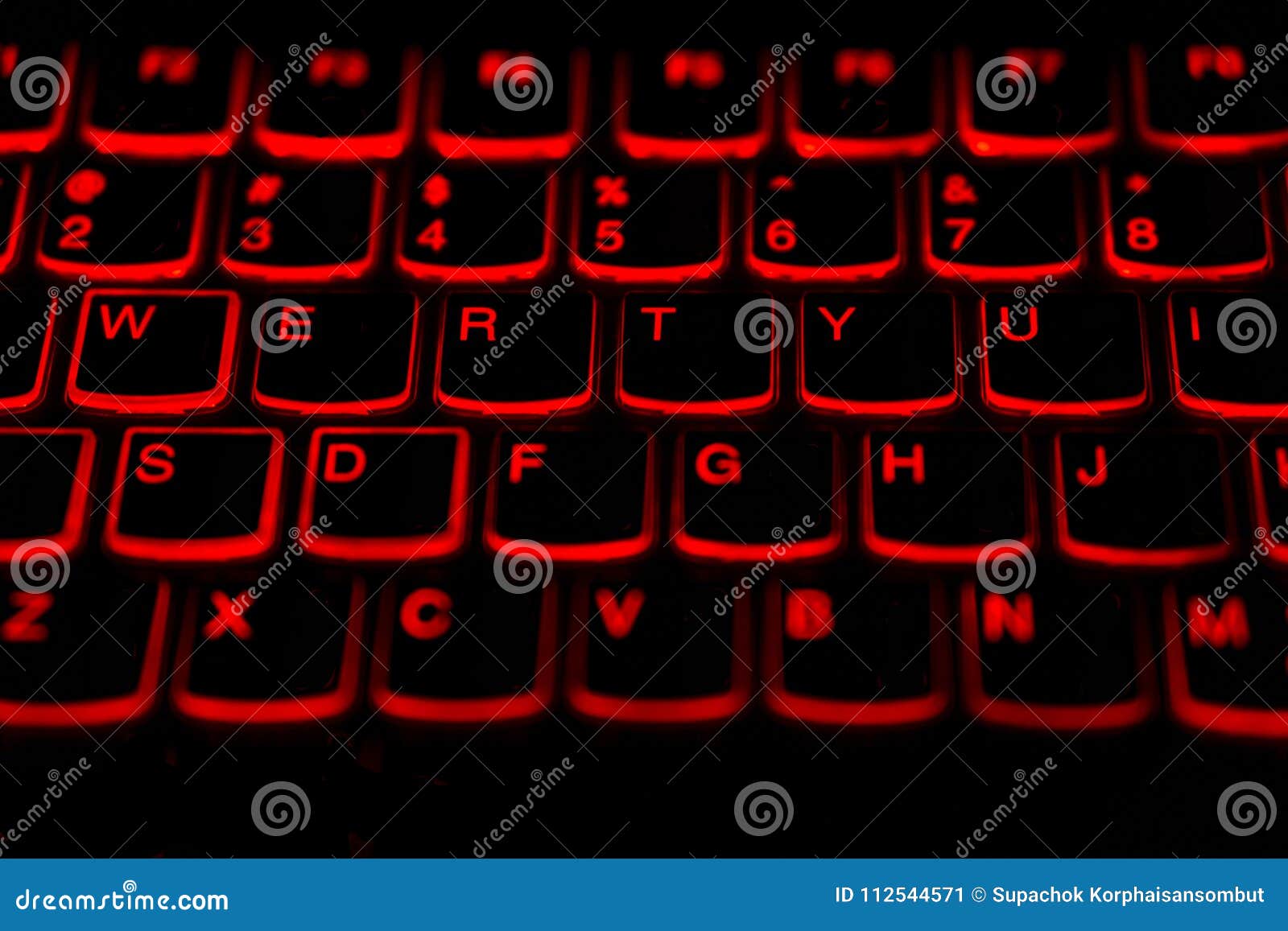 Thai - English Language Laptop Keyboard with Glowing Red Light F Stock ...