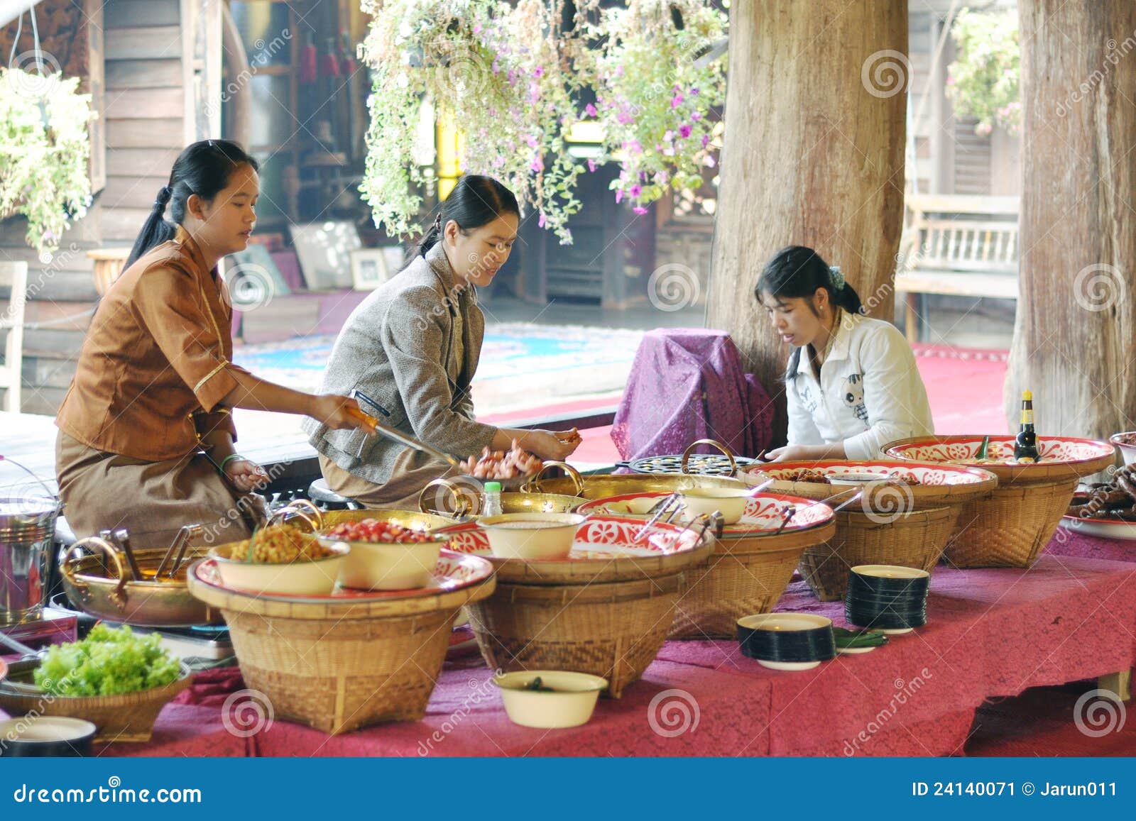 Thai Female Was Playing Wooden The Swings At Khao Kho, Phetchabun ...