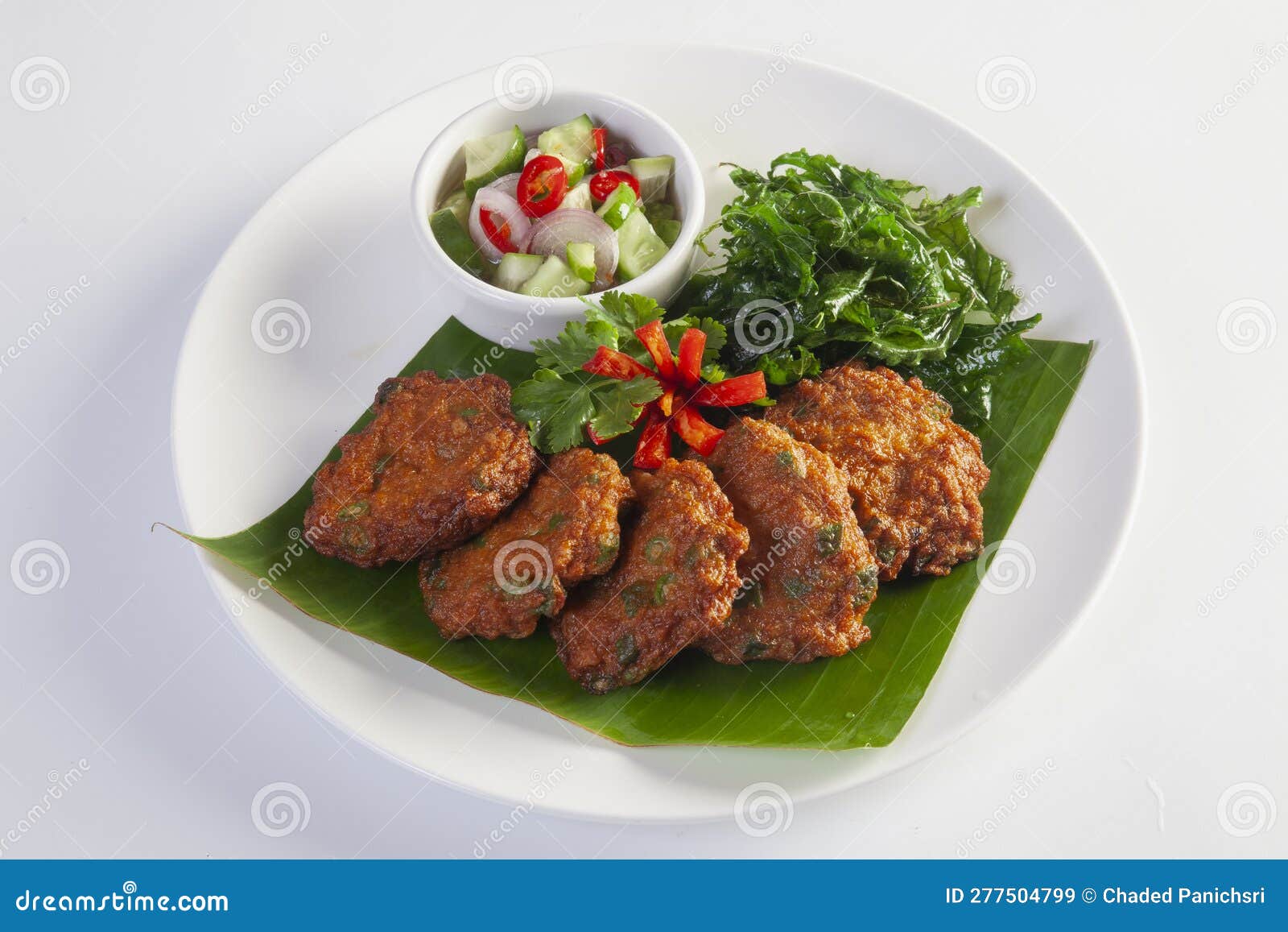 Thai Fish Cake Paste Chili Deep Fried with Herb and Crispy Thai Basil ...