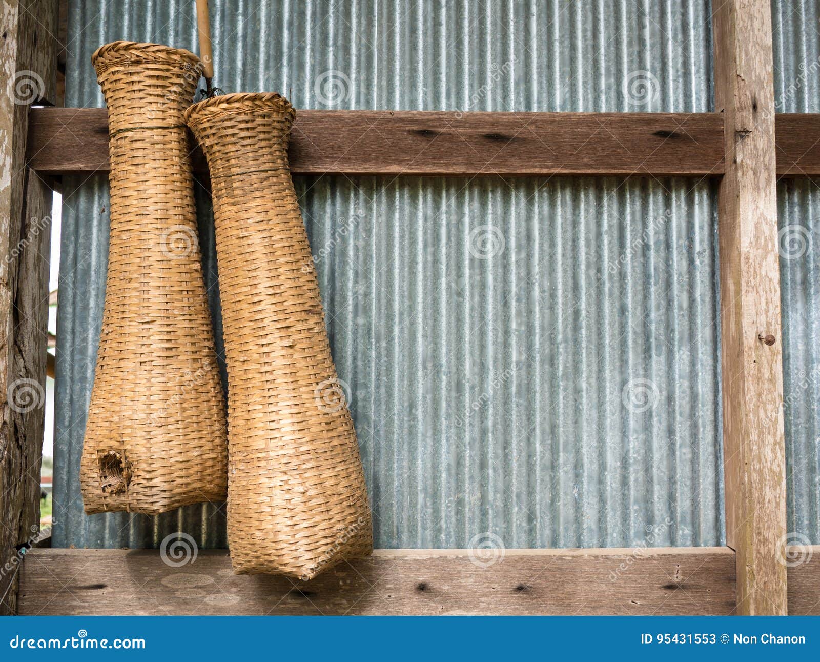 Thai Fish Trap Made of Rattan Stock Image - Image of rattan, pattern ...