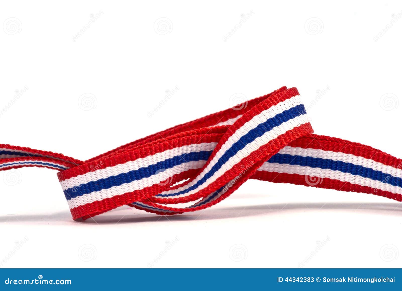 Thai Flag Ribbon Pattern On White Background And Blank Area Stock Image ...