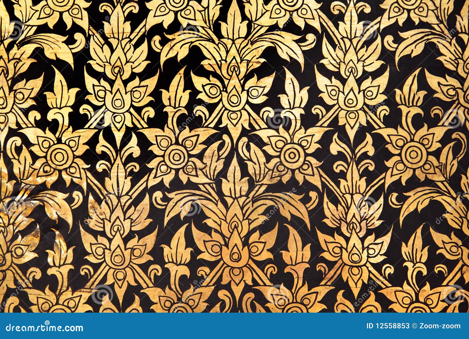 Thai flower pattern stock image. Image of gold, buddhist - 12558853