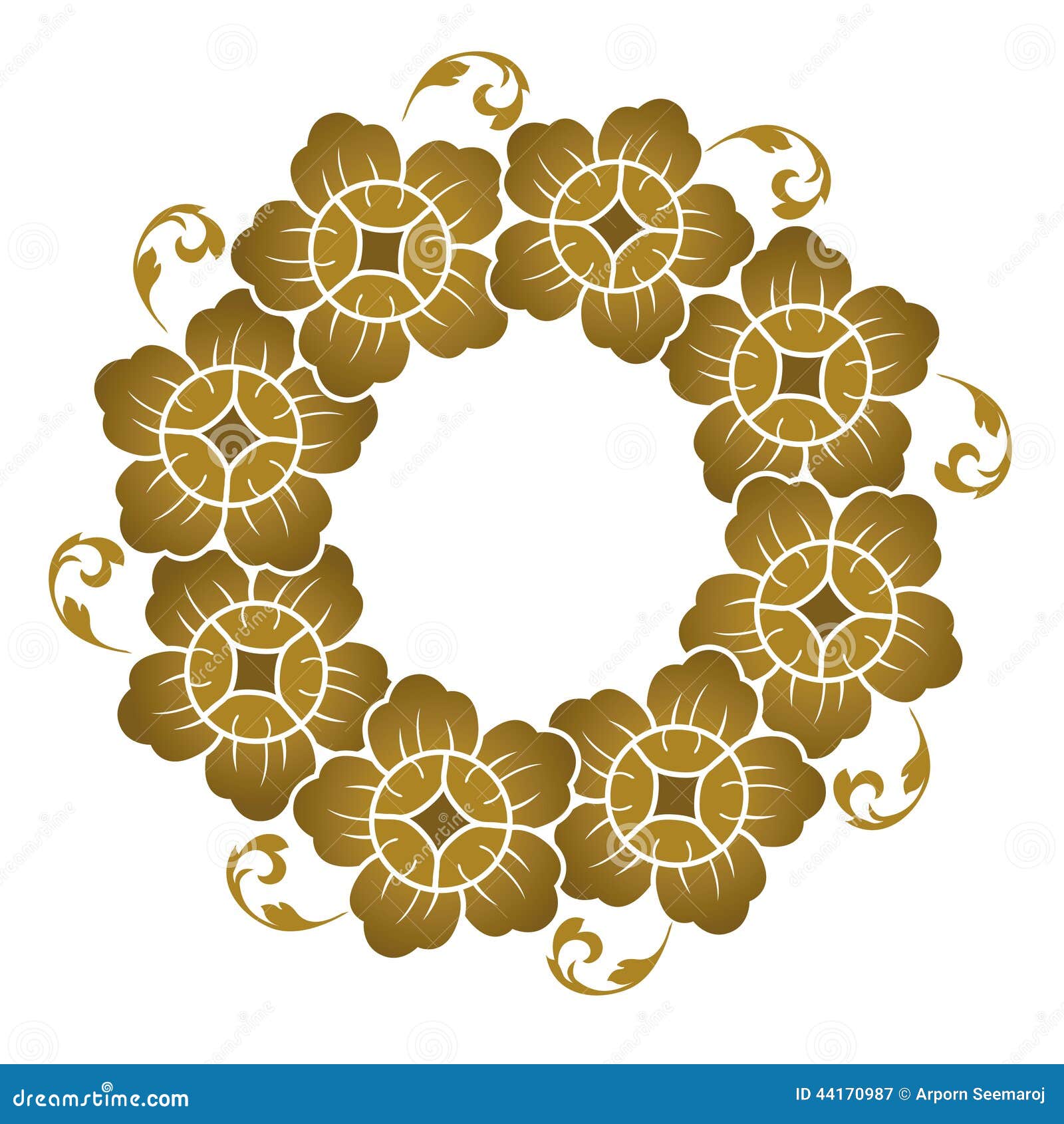 Thai Flower Pattern Seamless Wallpaper Vector Set Illustration ...