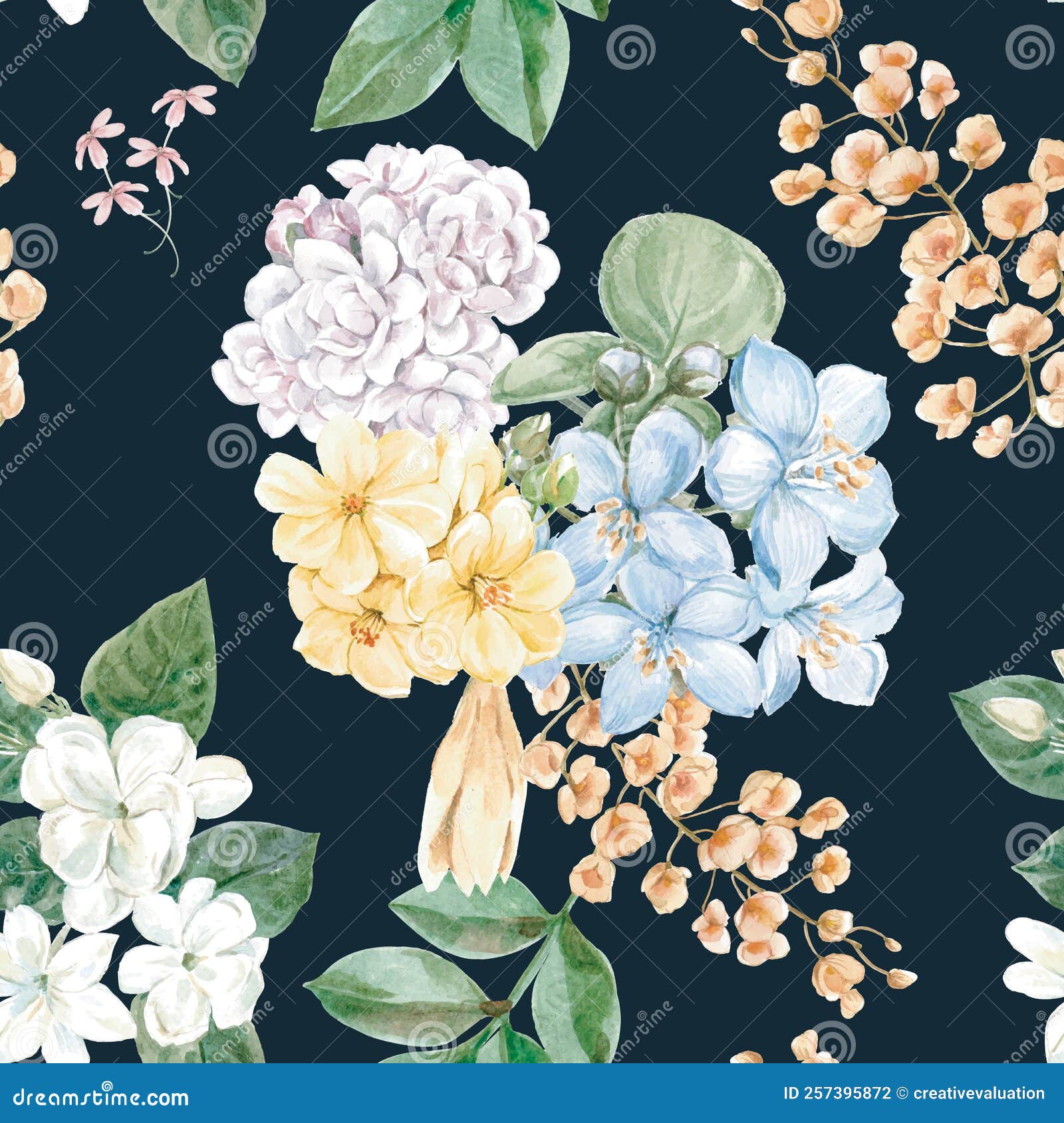 Vector Illustration Thai Flowers Pattern Seamless Design Stock Vector ...