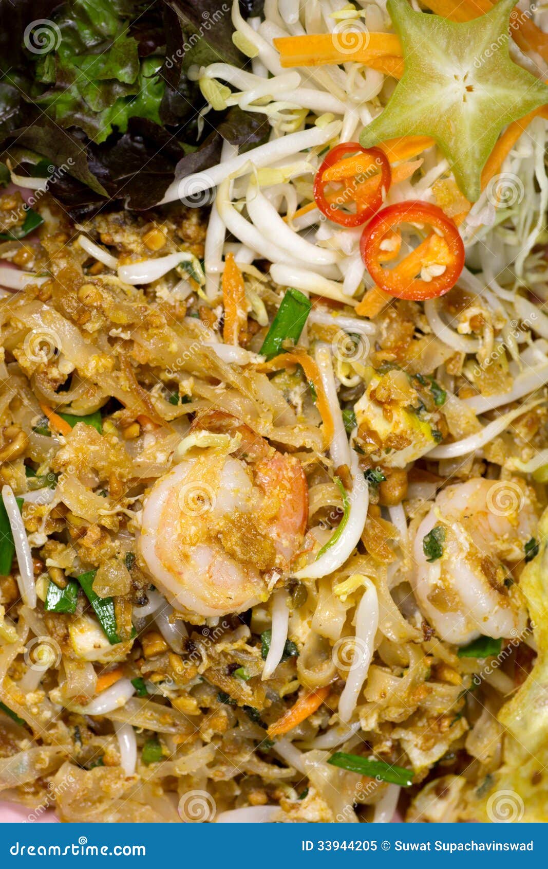 Thai Food Fried Rice Sticks with Shrimp Stock Image - Image of cooking ...