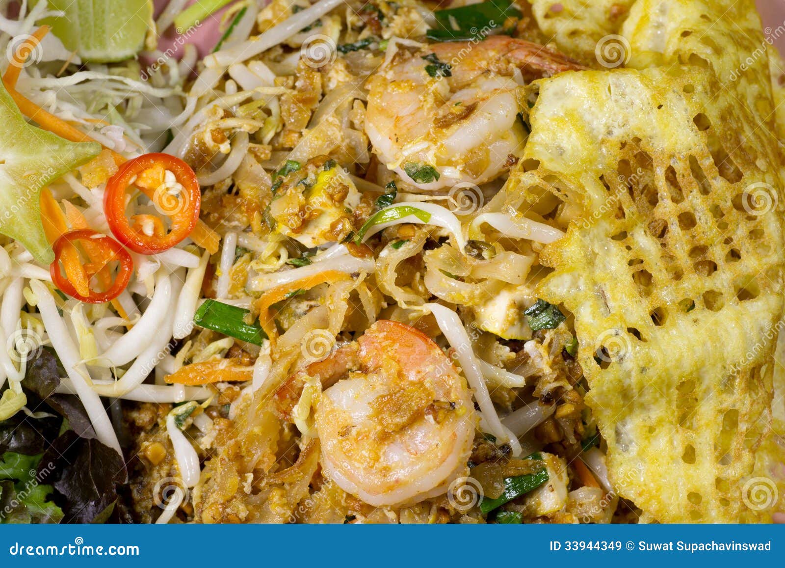 Thai Food Fried Rice Sticks with Shrimp Stock Image - Image of dish ...