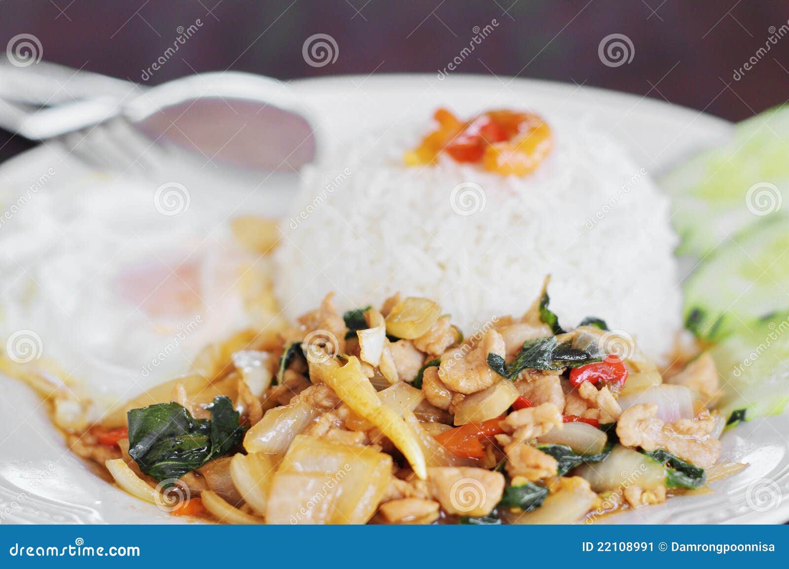 Thai food, kapao moo stock image. Image of rice, minced - 22108991