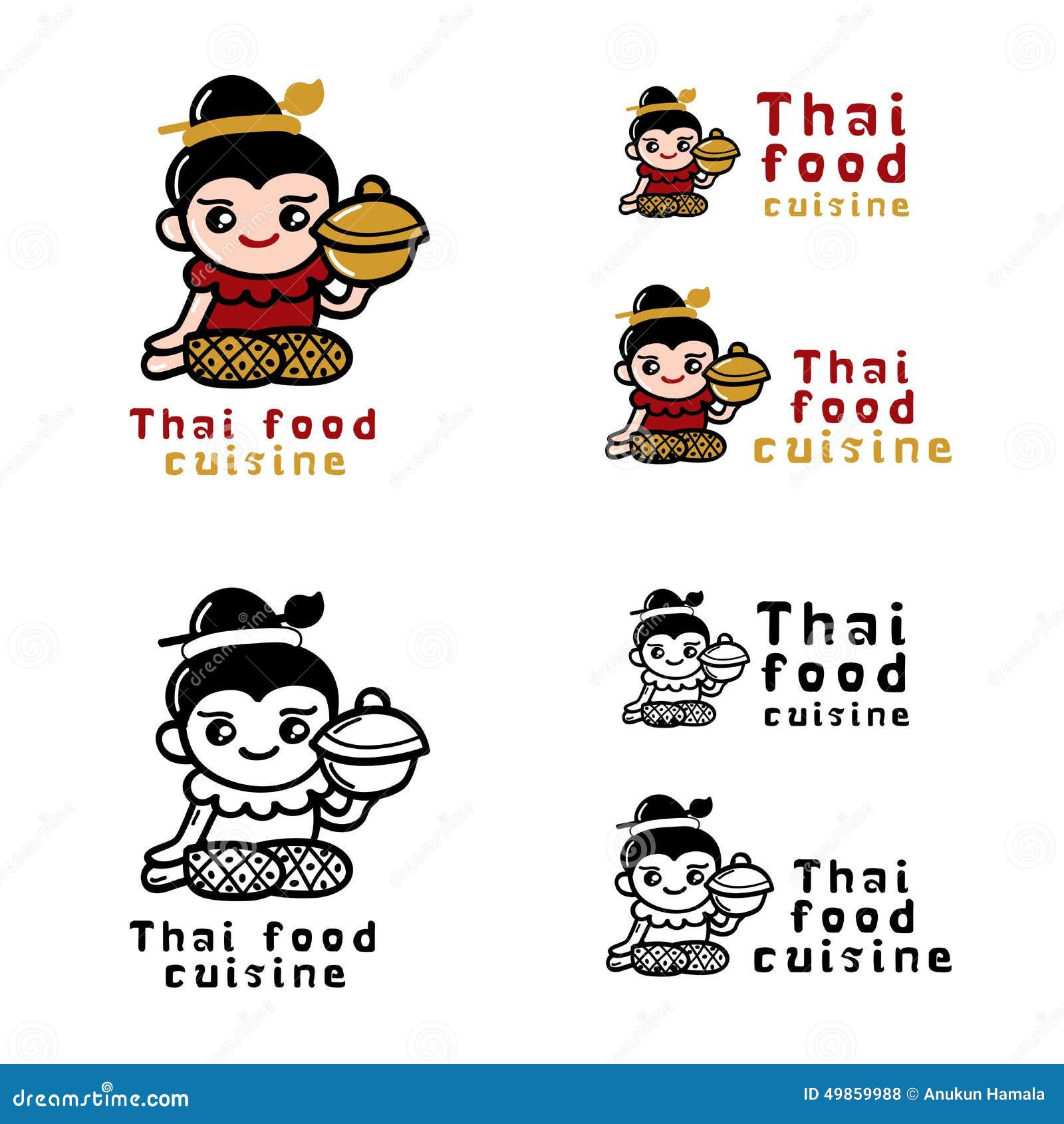 Thai Food Logos Concept Stock Illustrations – 14 Thai Food Logos ...