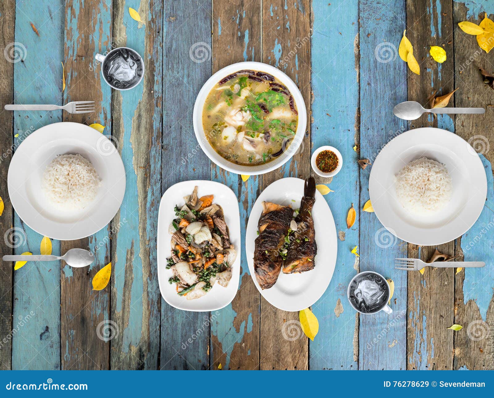 Thai food lunch set. stock image. Image of sitting, local - 76278629