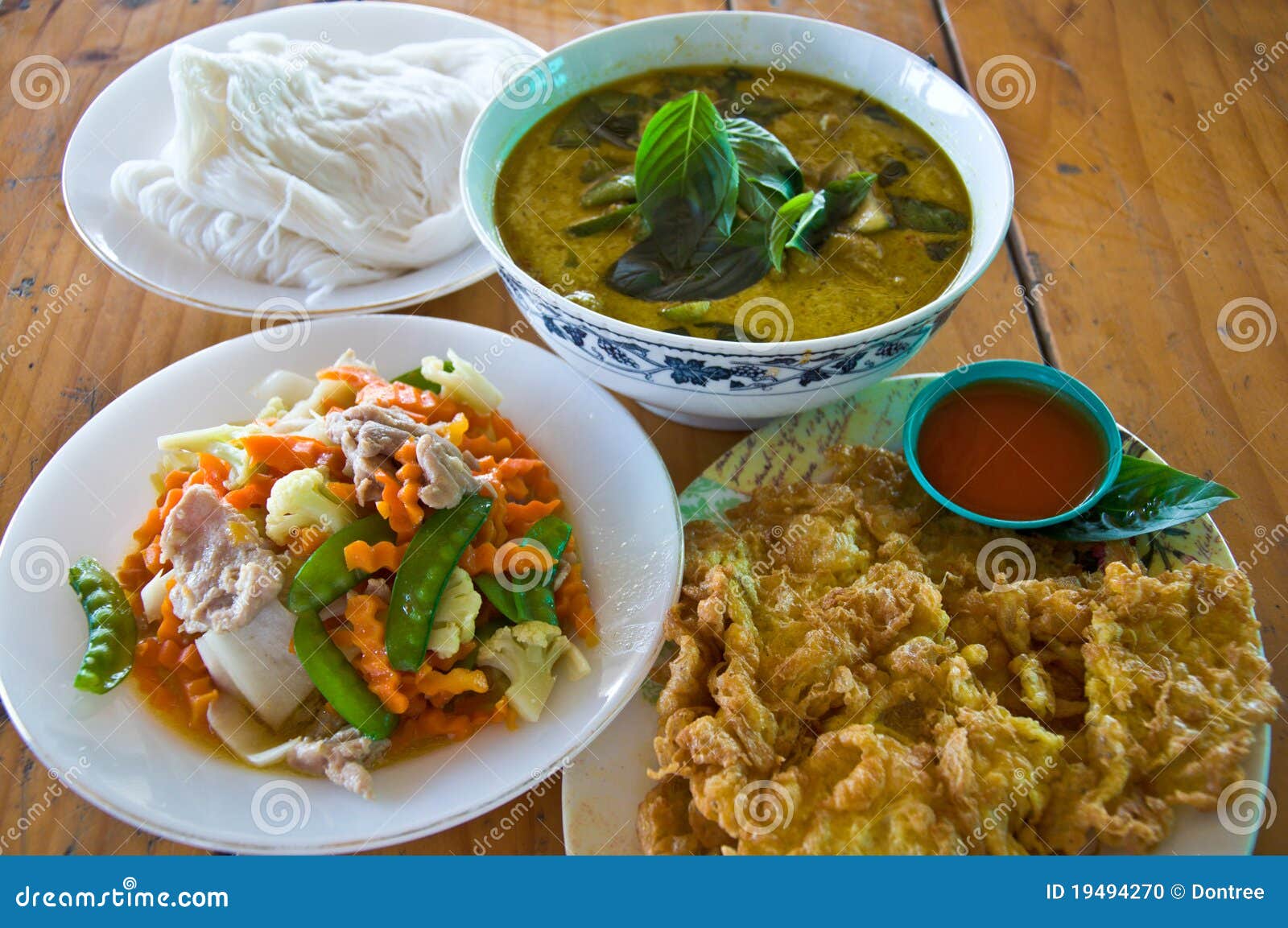 Thai food set stock photo. Image of dish, noodle, vegetables - 19494270