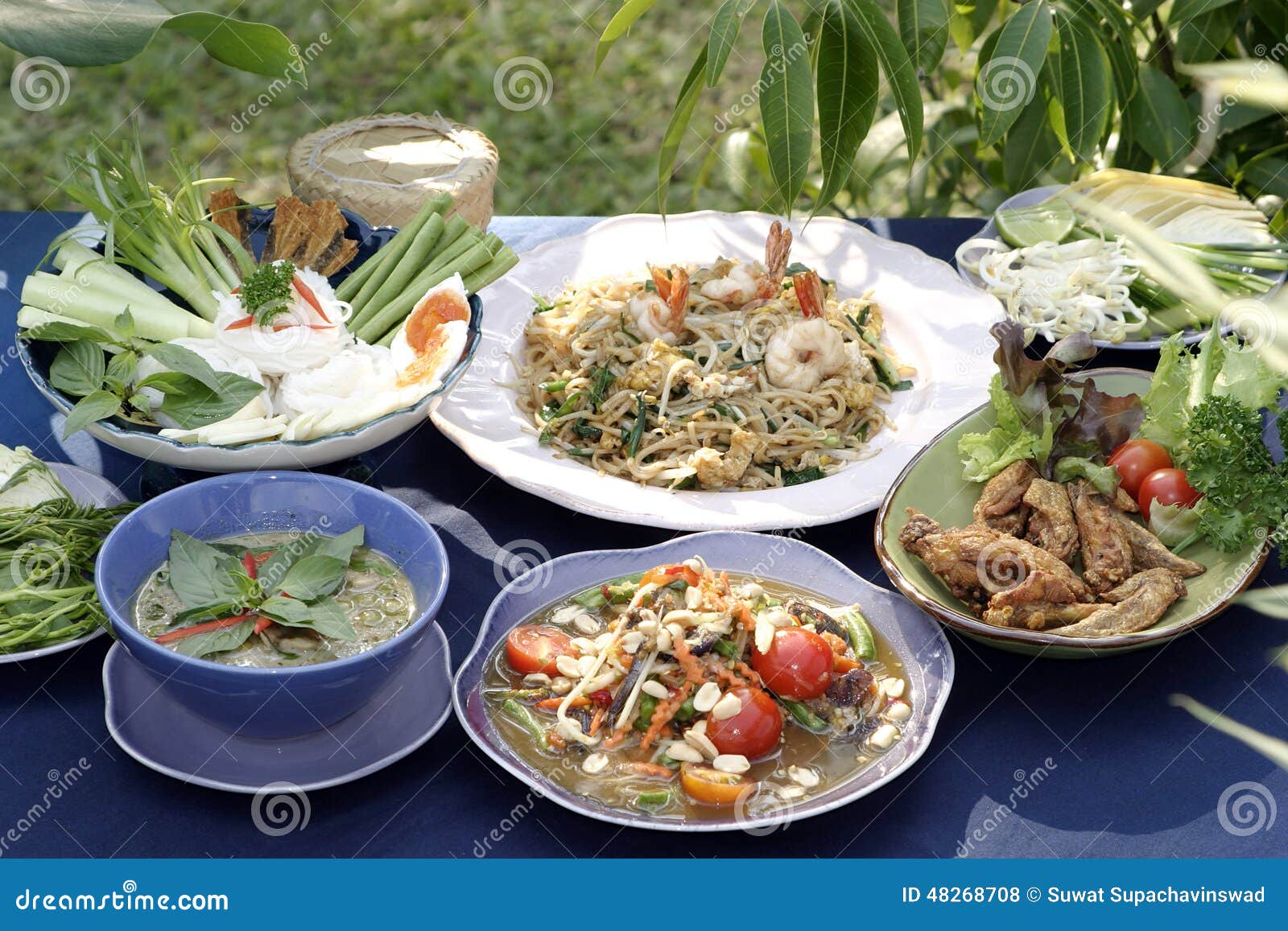 Thai food set on the table stock photo. Image of pork - 48268708