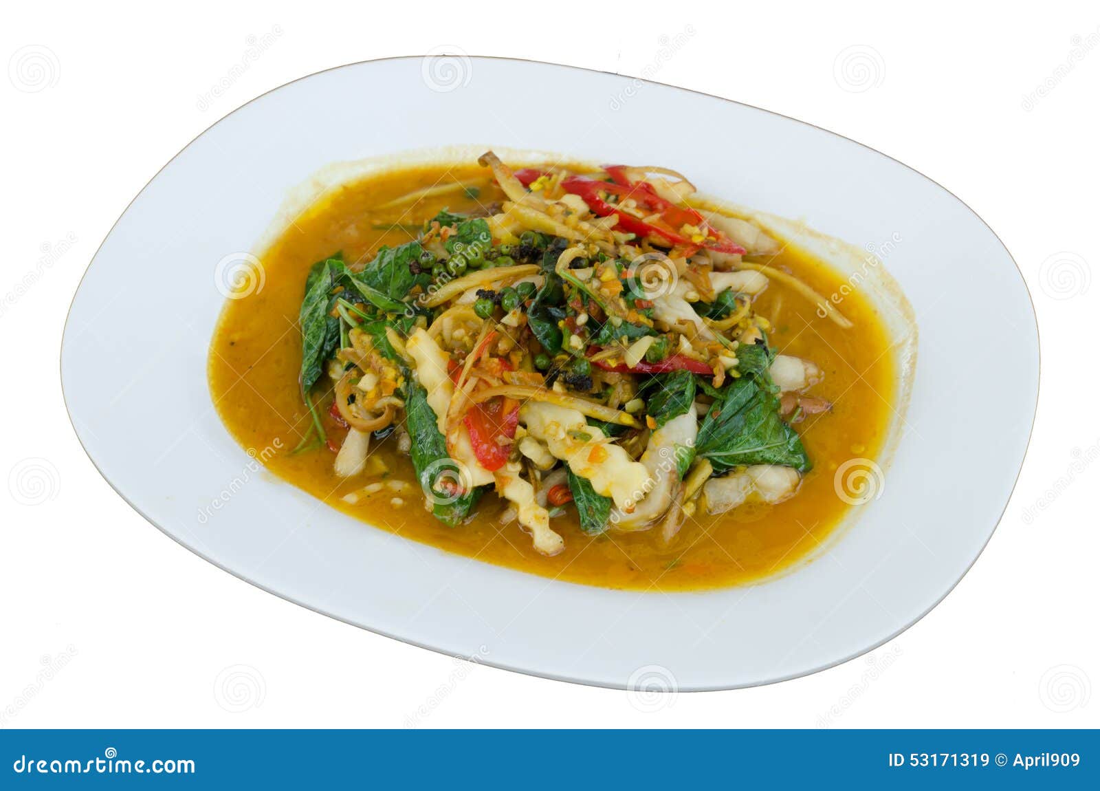 Thai Food, Shell with Curry and Herb Stock Image - Image of background ...