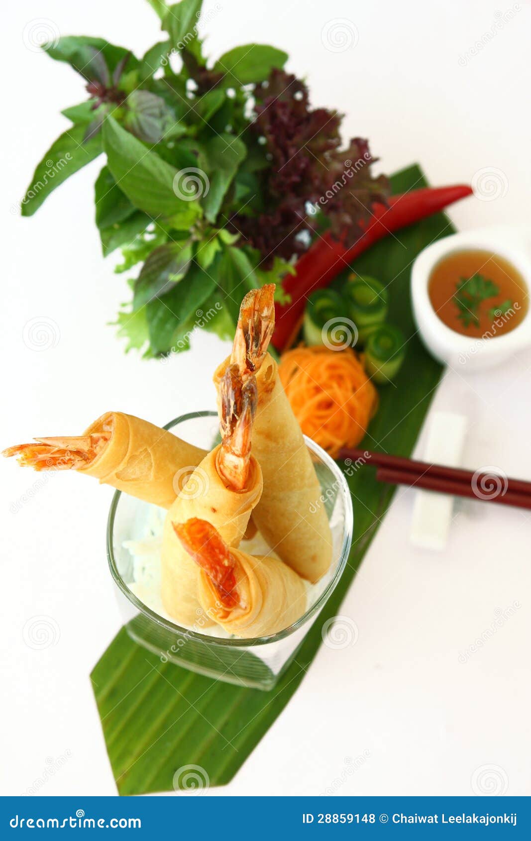 Thai Food, Spring Roll Prawn, Salad Stock Photo - Image of rolls ...