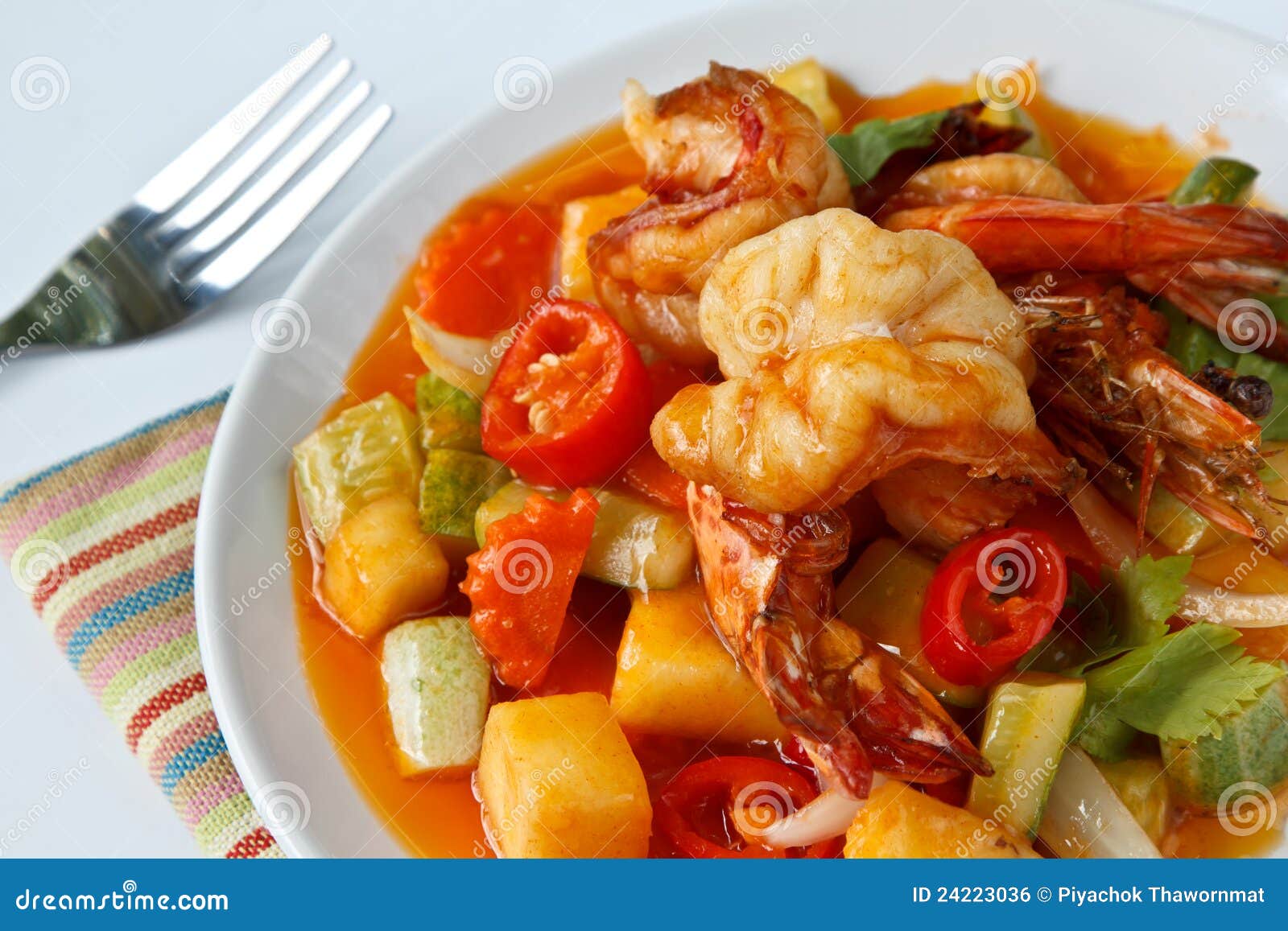 Thai Food,Sweet and Sour Shrimp Stock Photo - Image of sour, cook: 24223036