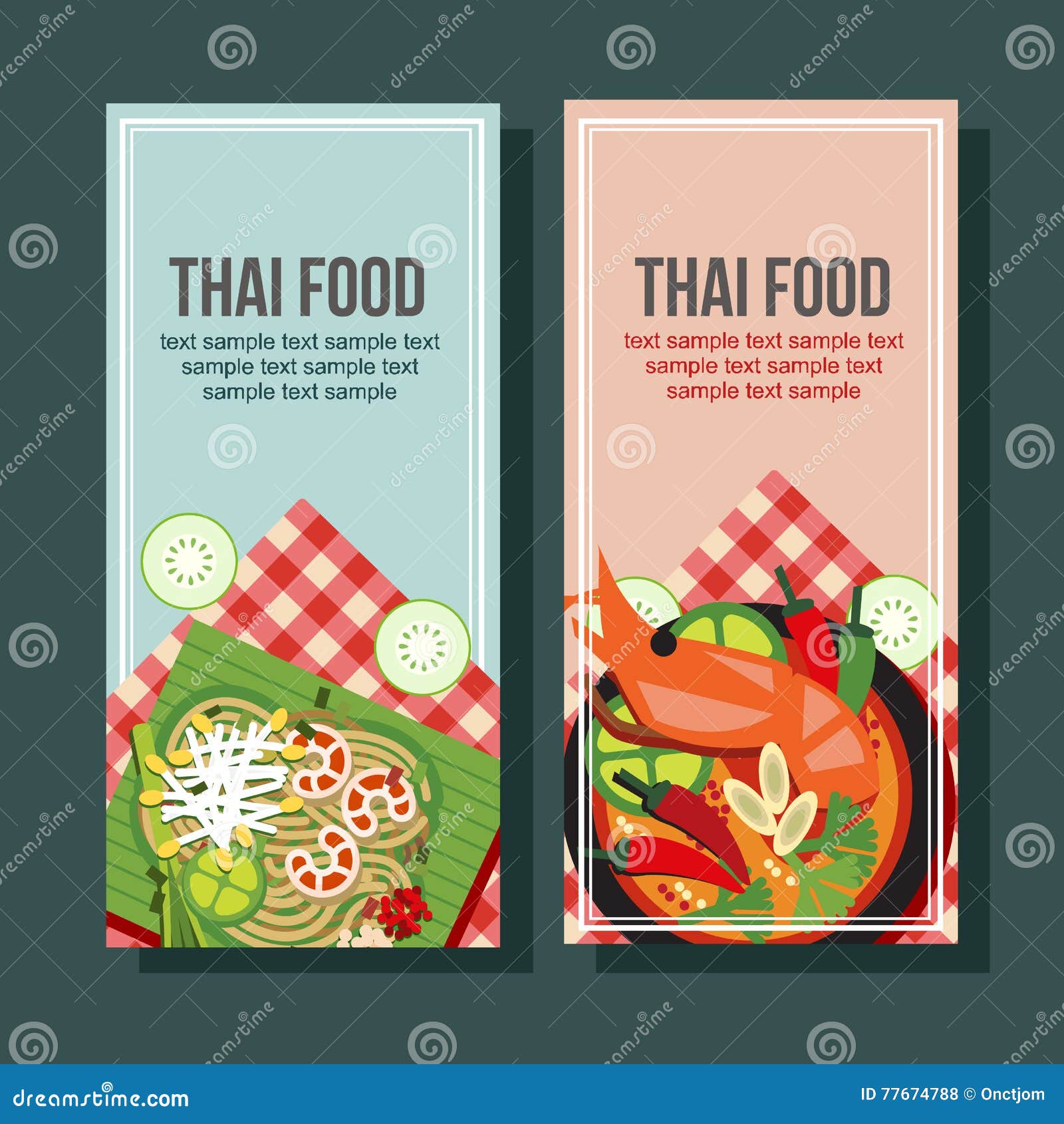 Thai food vertical banner stock vector. Illustration of spices - 77674788