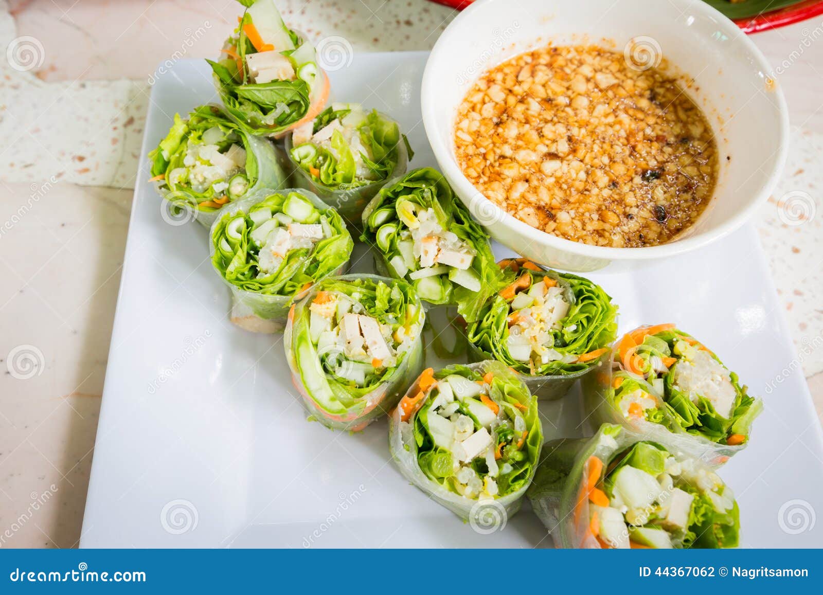 Thai fresh Spring Roll stock photo. Image of vegetable - 44367062