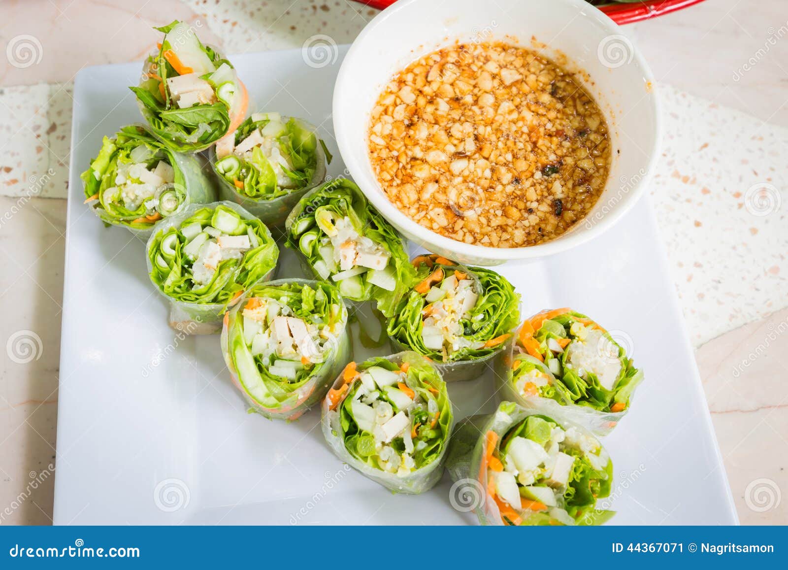 Thai fresh Spring Roll stock image. Image of dish, plate - 44367071