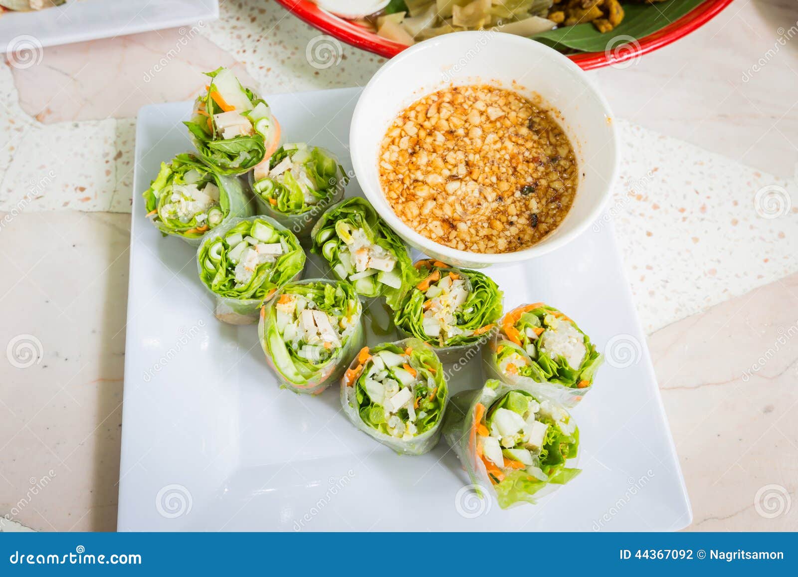 Thai fresh Spring Roll stock photo. Image of white, food - 44367092