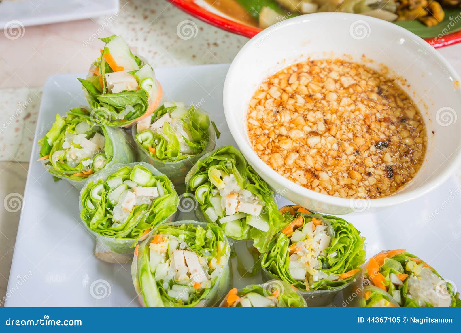Thai fresh Spring Roll stock image. Image of roll, plate - 44367105