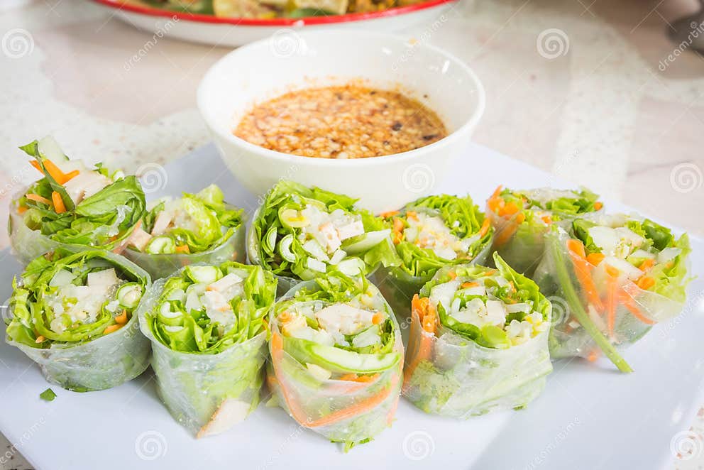 Thai fresh Spring Roll stock image. Image of cuisine - 44367201
