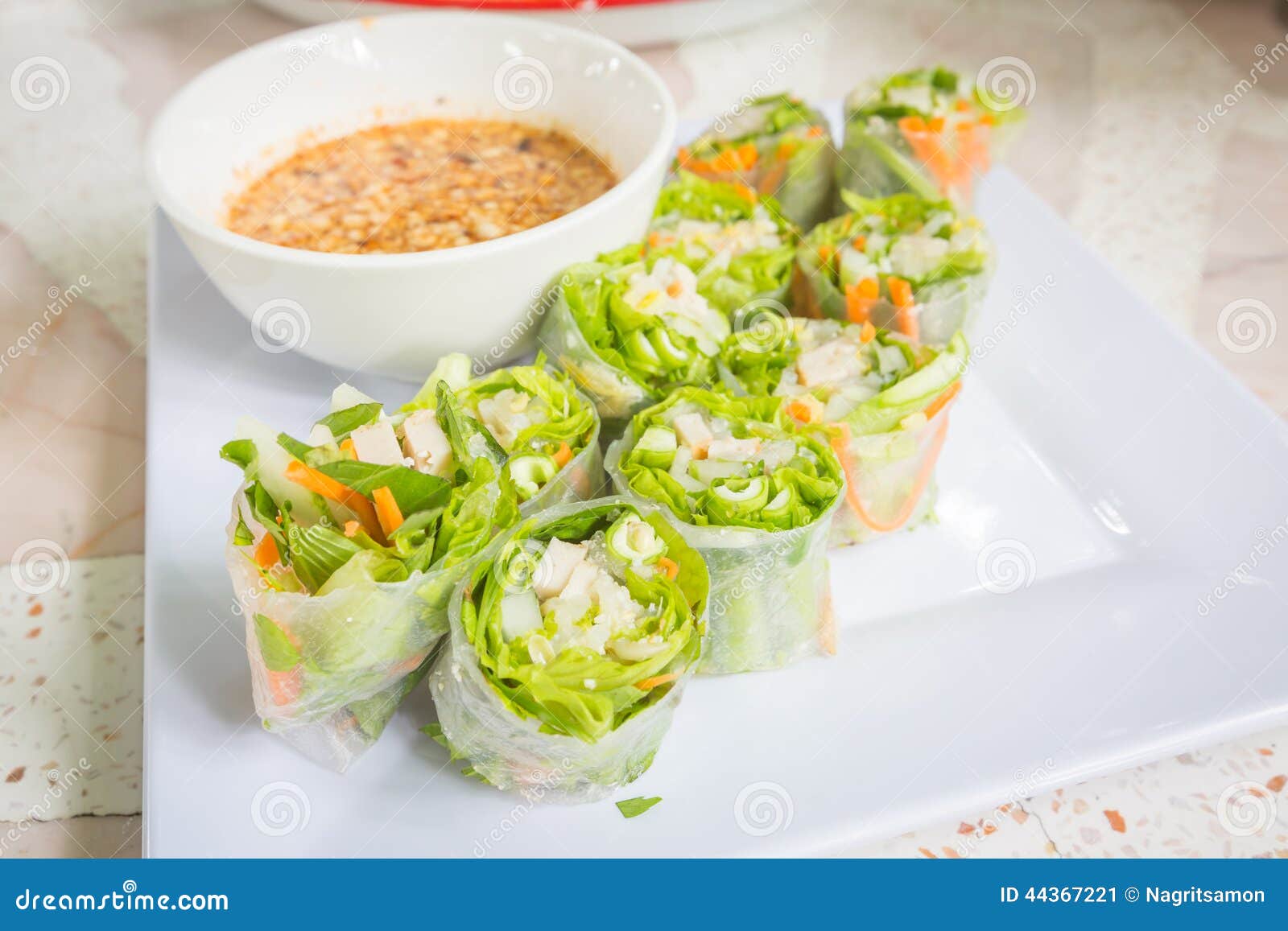 Thai fresh Spring Roll stock image. Image of rice, prawn - 44367221