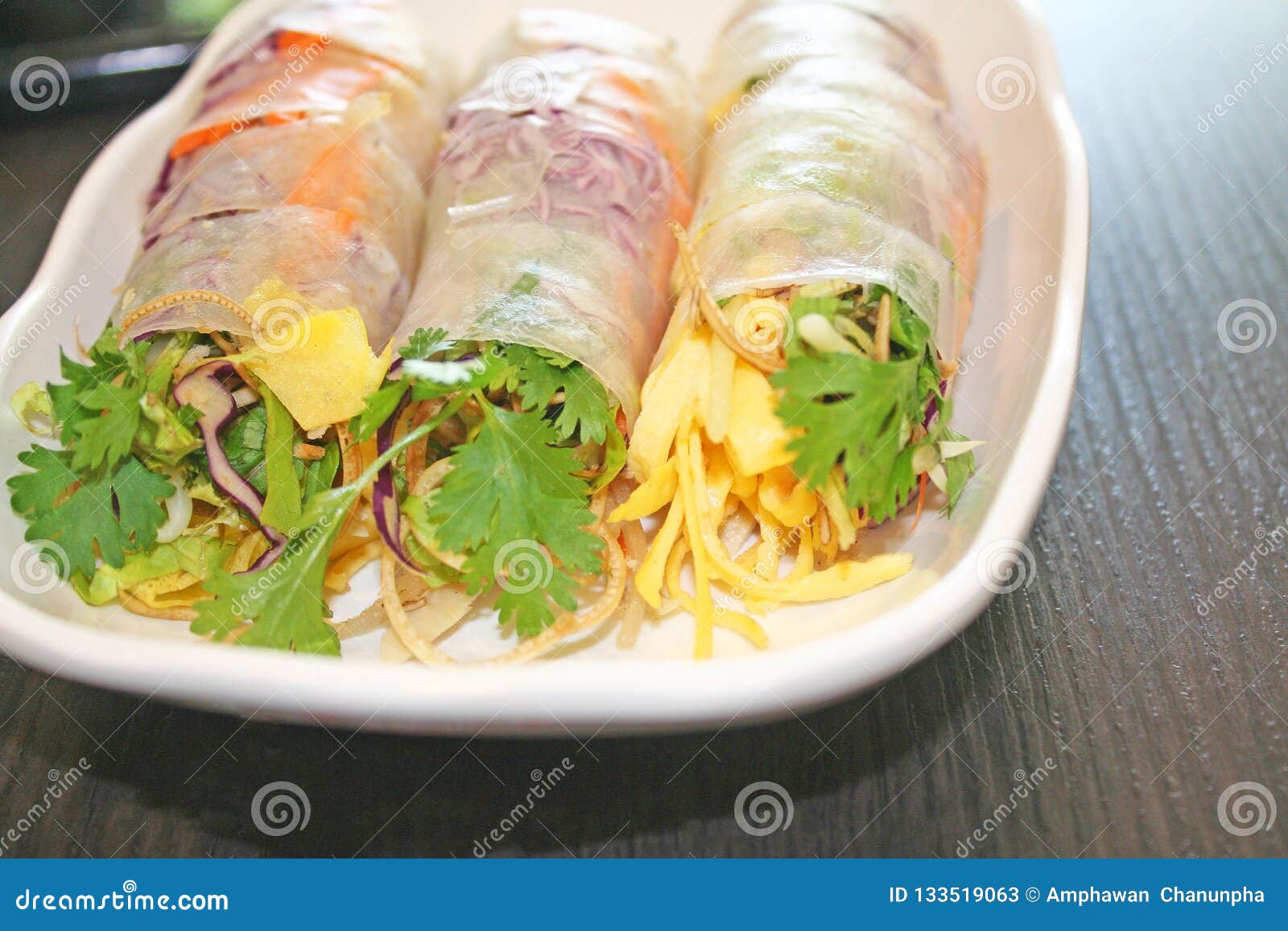 Thai fresh spring rolls stock image. Image of noodles - 133519063