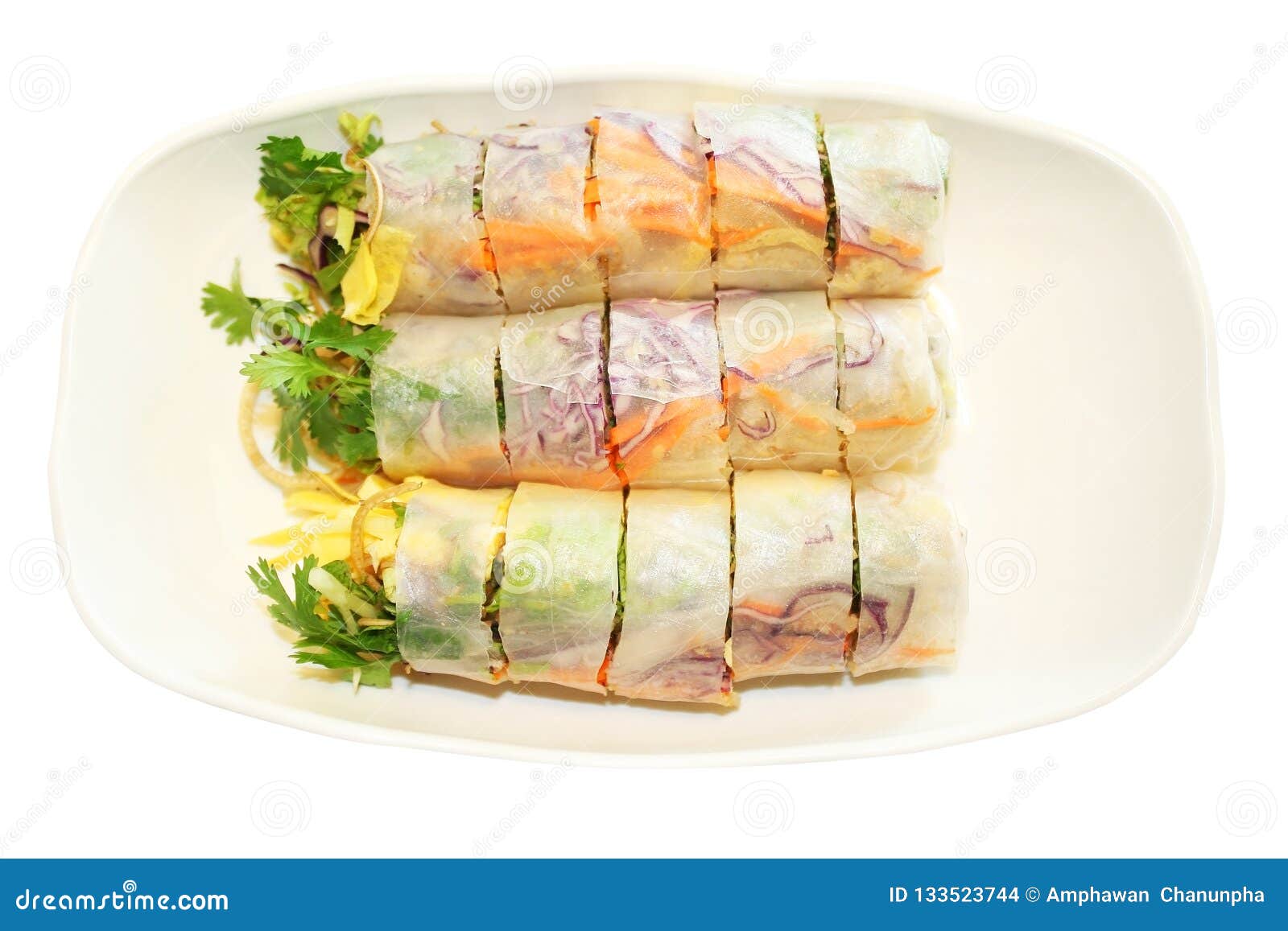Thai fresh spring rolls stock photo. Image of colorful - 133523744