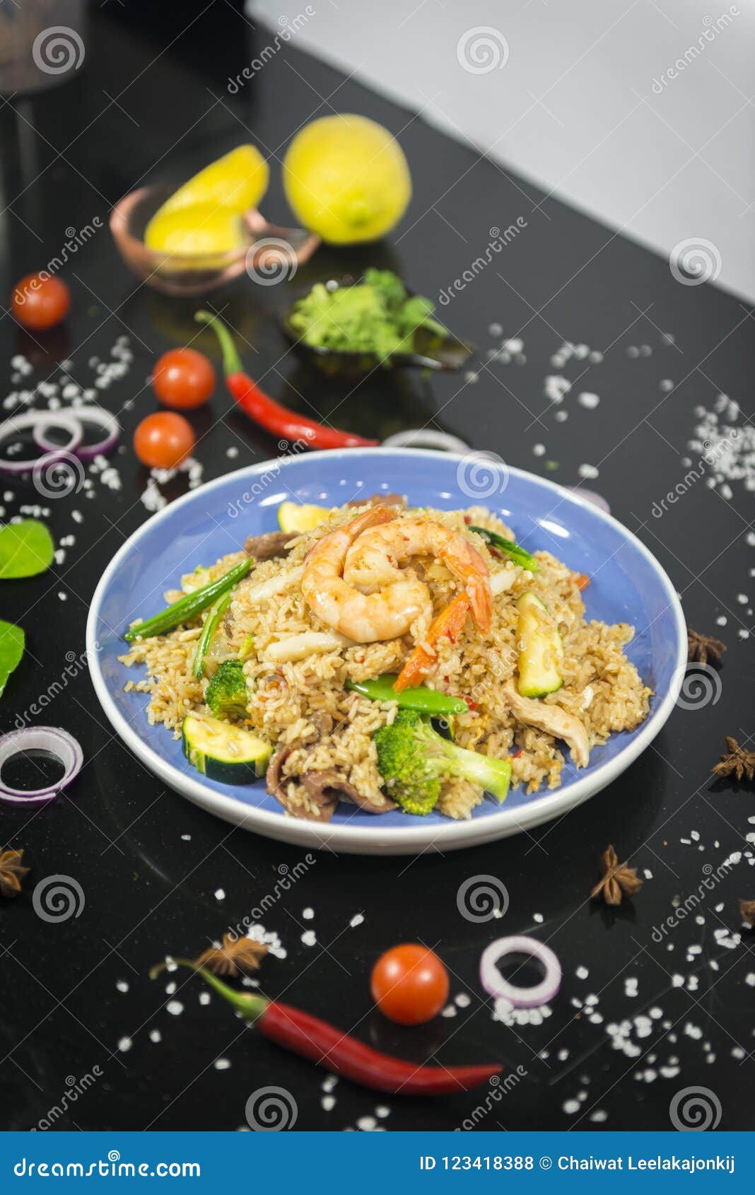 Thai Fried Rice with King Prawn Stock Photo - Image of cuisine, lunch ...