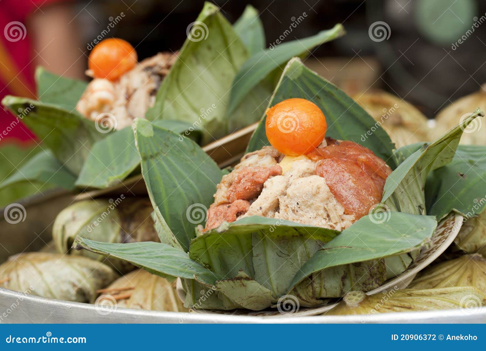 Thai Fried Rice in Lotus Leaf Package Stock Photo - Image of asia ...