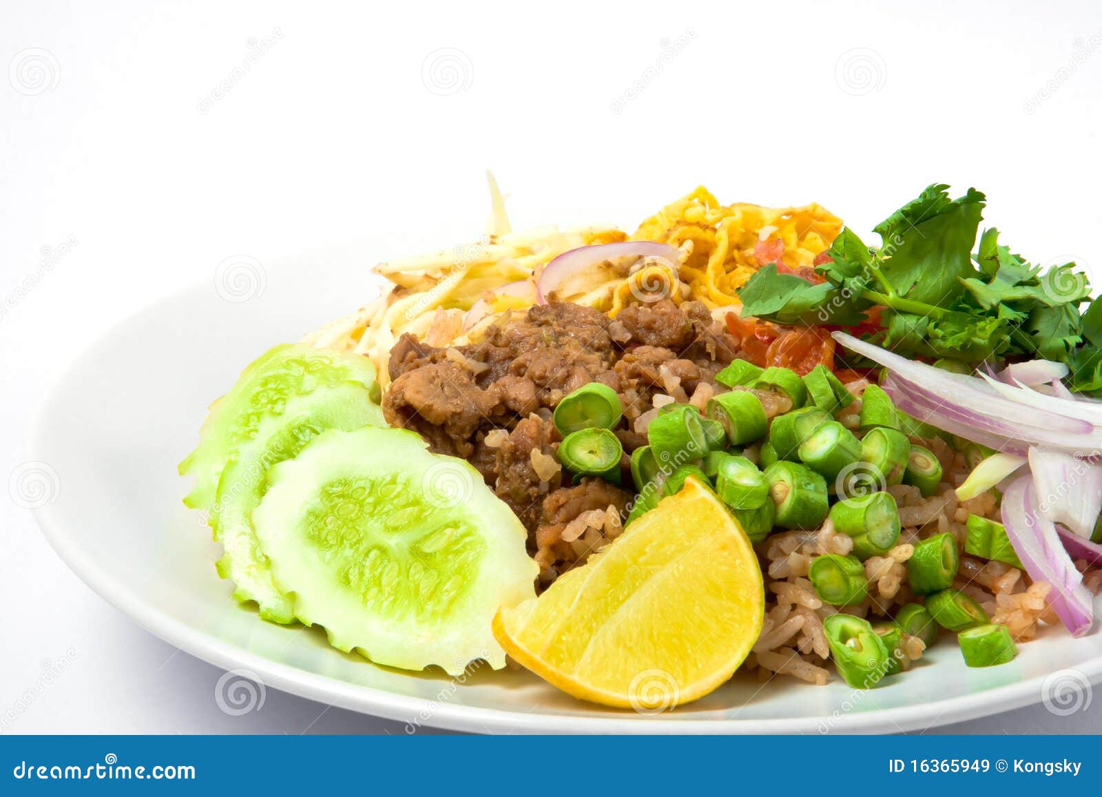 Thai Fried Rice on White Background Stock Image - Image of delicious ...