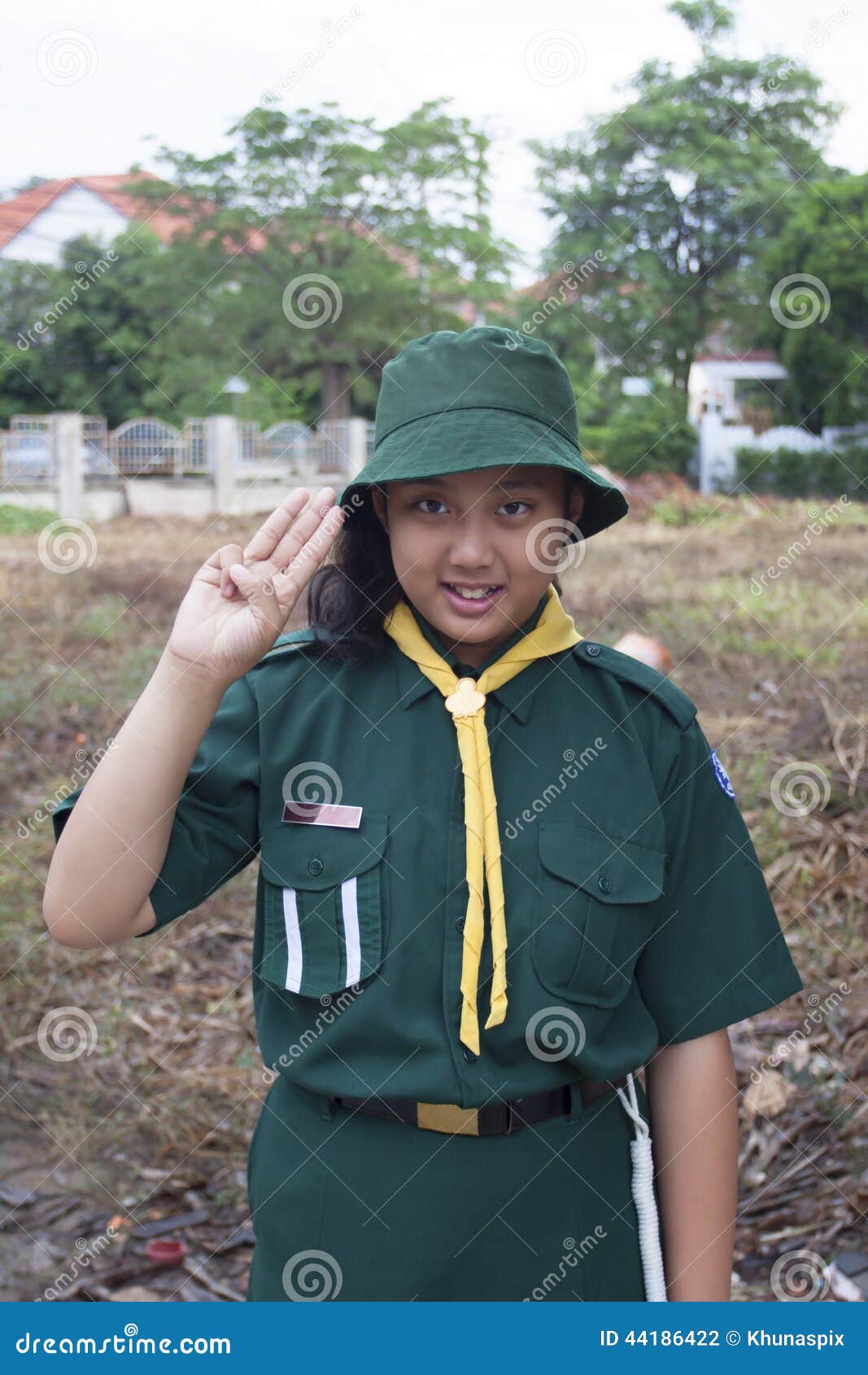 Thai Girl Scout Green Uniform Stock Photo - Image of body, children ...