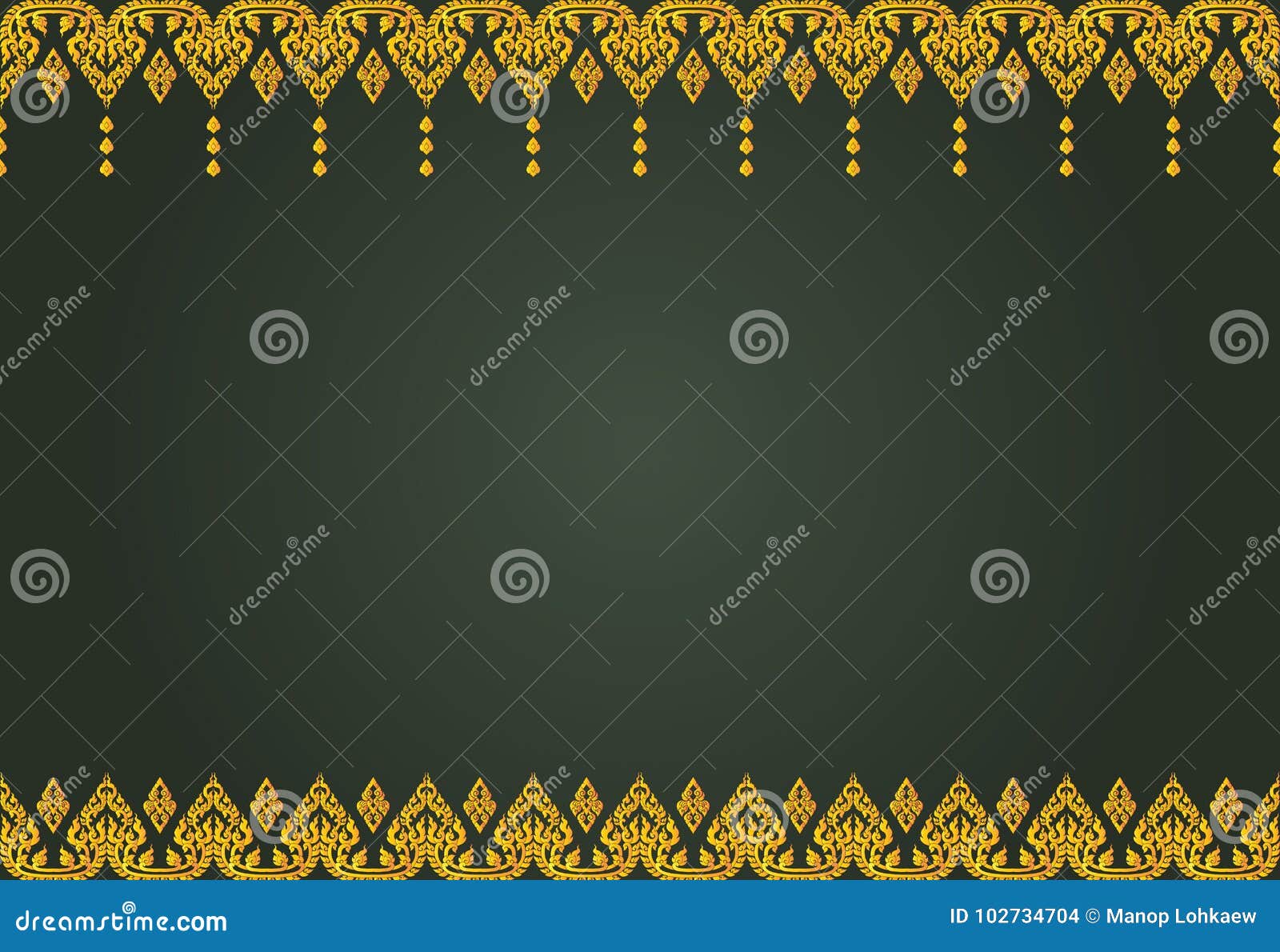 Thai Golden Vintage Pattern Vector Abstract Background Frame Stock ...