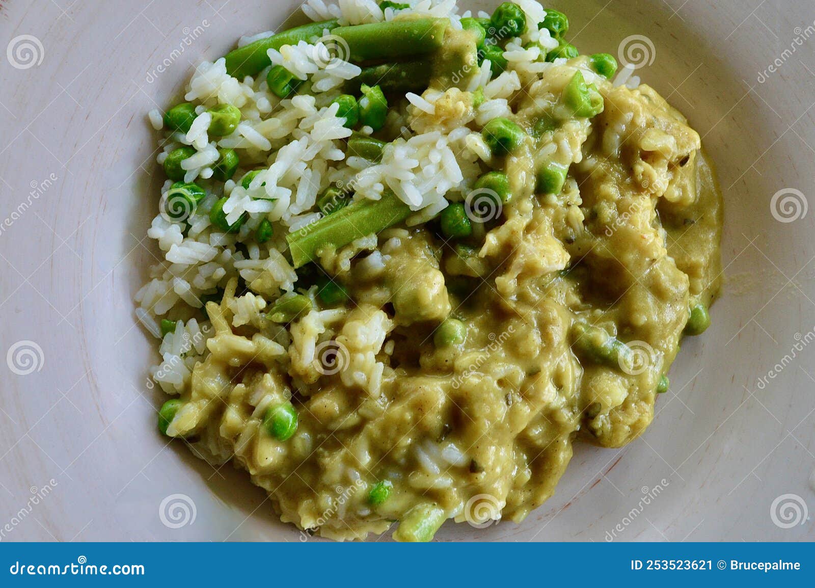 Thai Green Chicken Curry with Rice Stock Image - Image of bean, rice ...