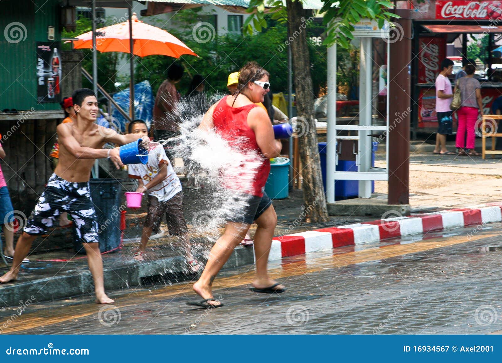 Thai Guy Throws Water at Tourist on Editorial Photography - Image of ...