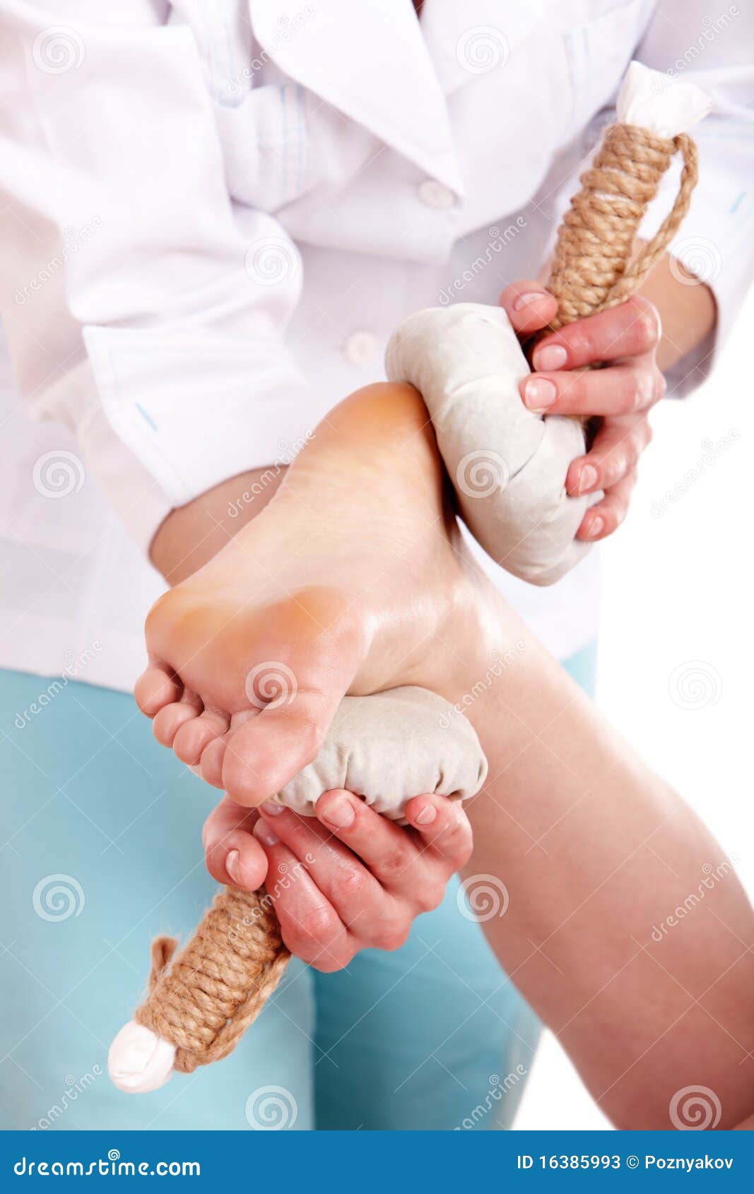 Thai Herb Compress Massage of Leg. Stock Image - Image of nature ...