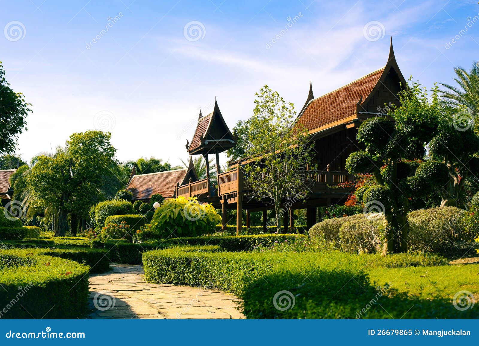 Thai house. stock image. Image of building, tropics, blue - 26679865