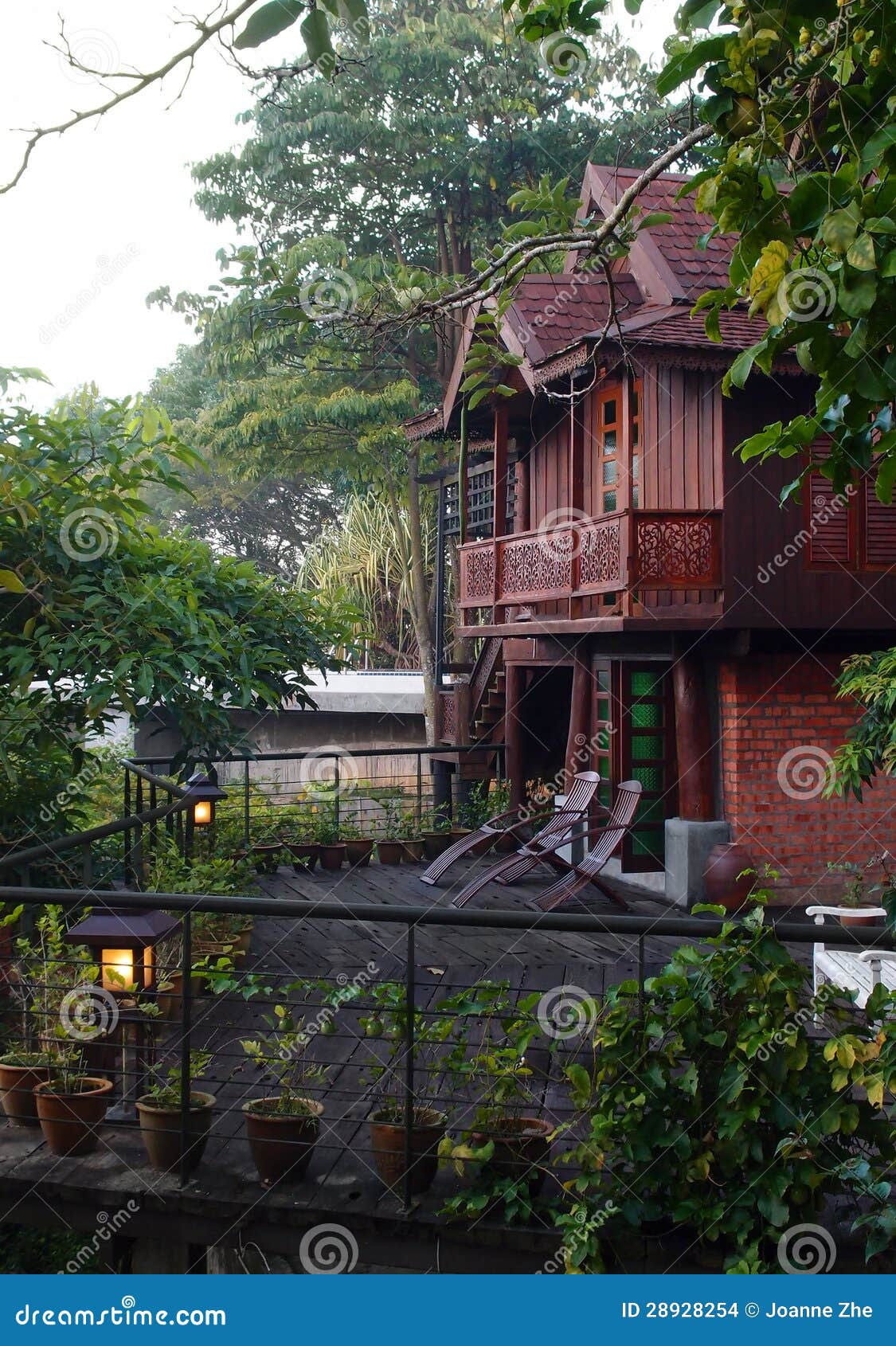 Thai House Building Architecture & Patio Stock Photo - Image of decors ...