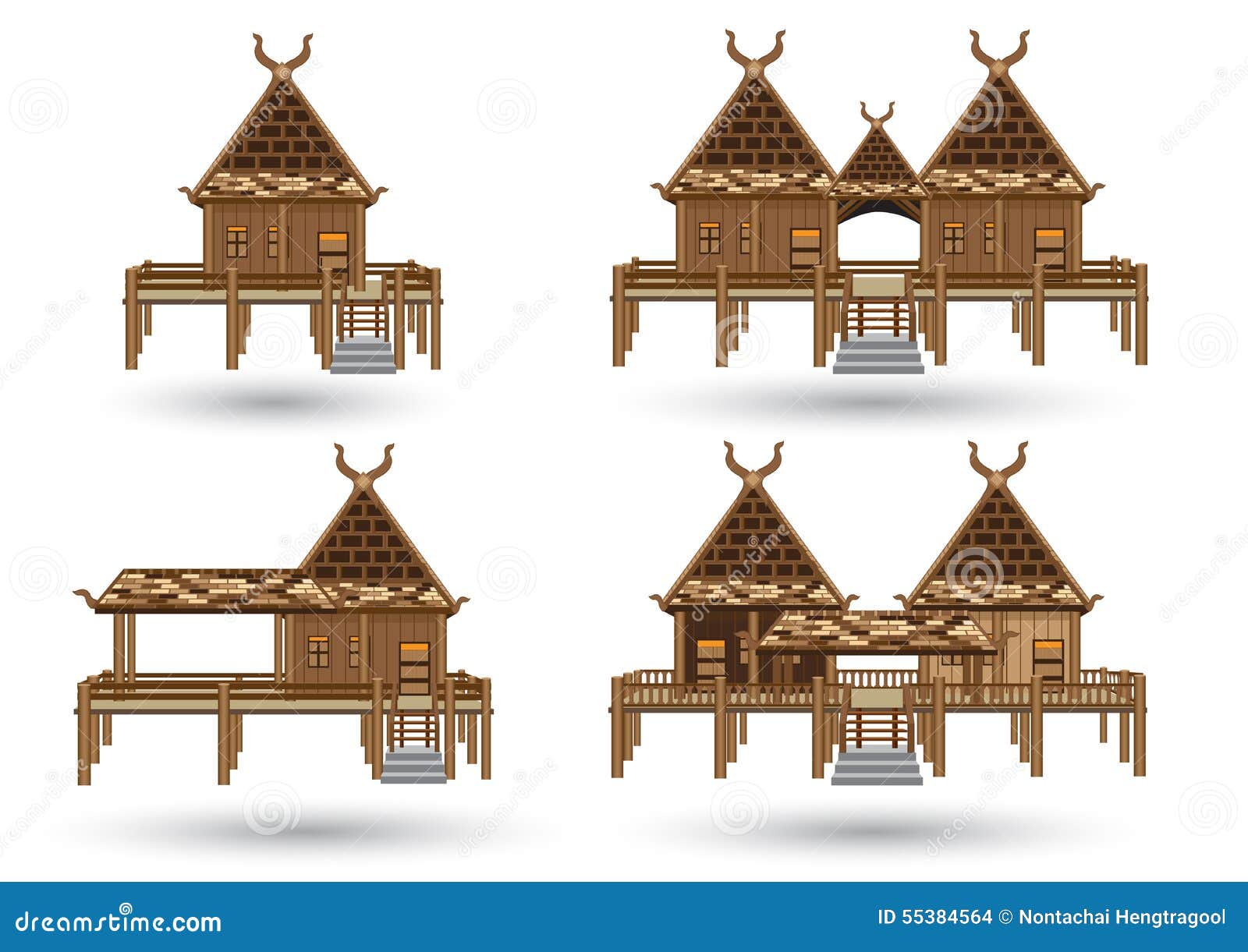 Thai House Architecture Design Style Art Home Hut Construction Wood ...