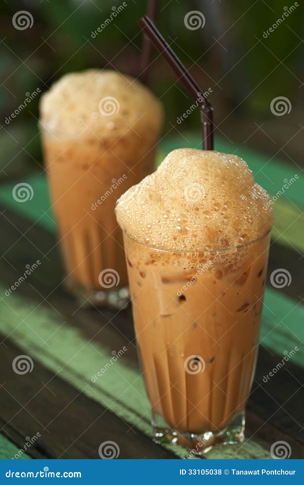 Thai Iced Tea with Foam Decoration Stock Photo - Image of studio, fresh ...