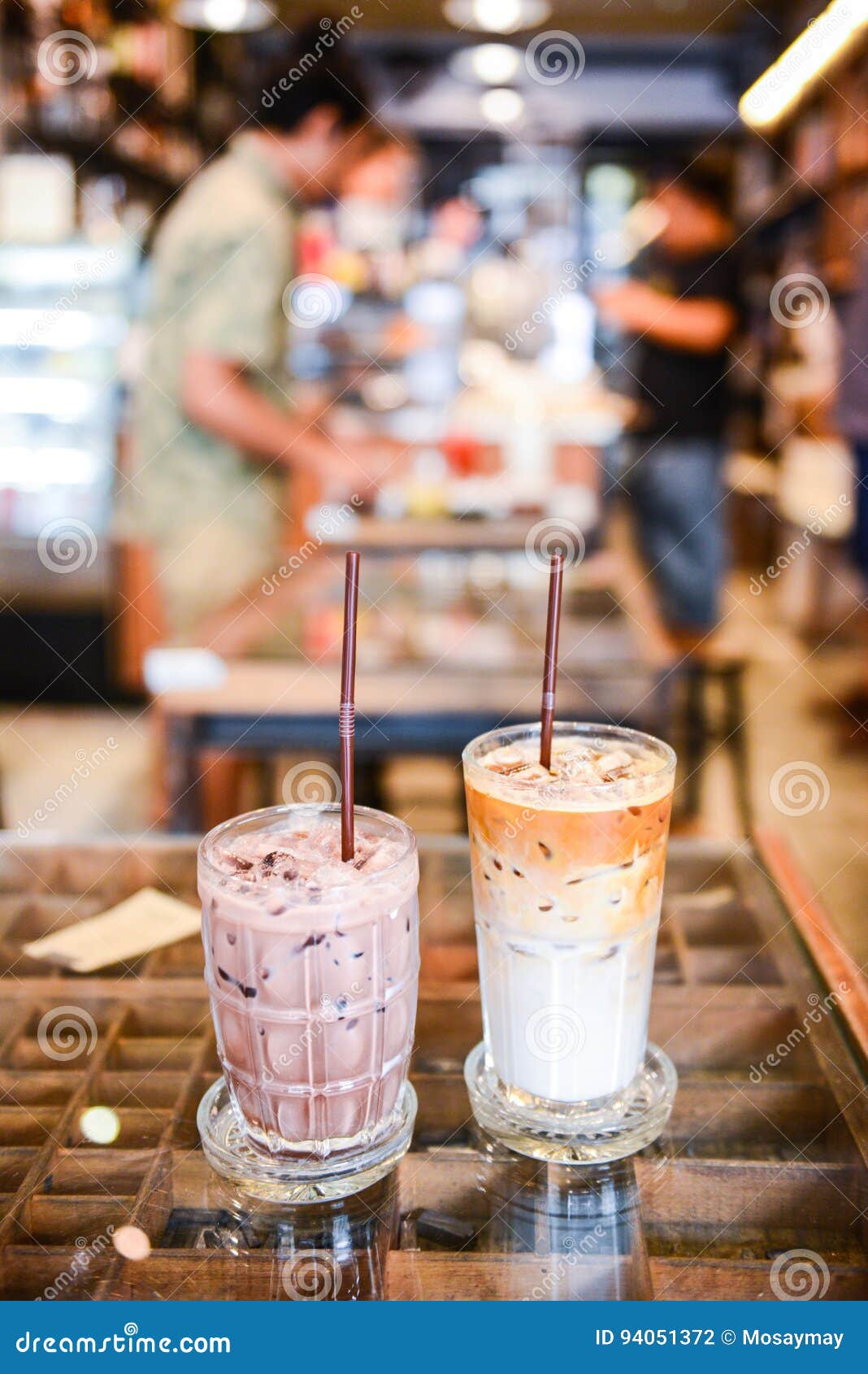 Thai Iced Tea and Iced Chocolate in Glass Stock Photo - Image of thai ...