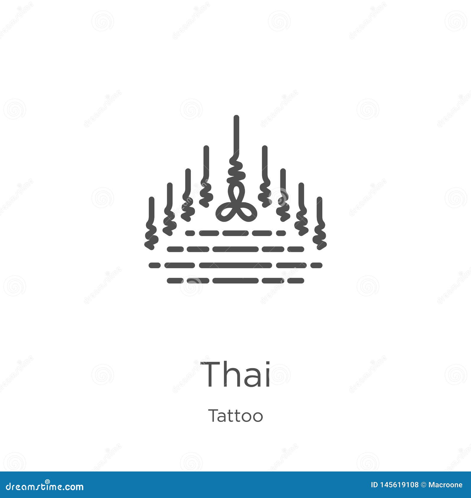 Thai Icon Vector from Tattoo Collection. Thin Line Thai Outline Icon ...