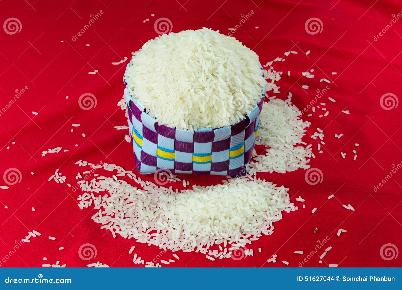 Thai Jasmine Rice in Baskets Multiple Colors Stock Photo - Image of ...