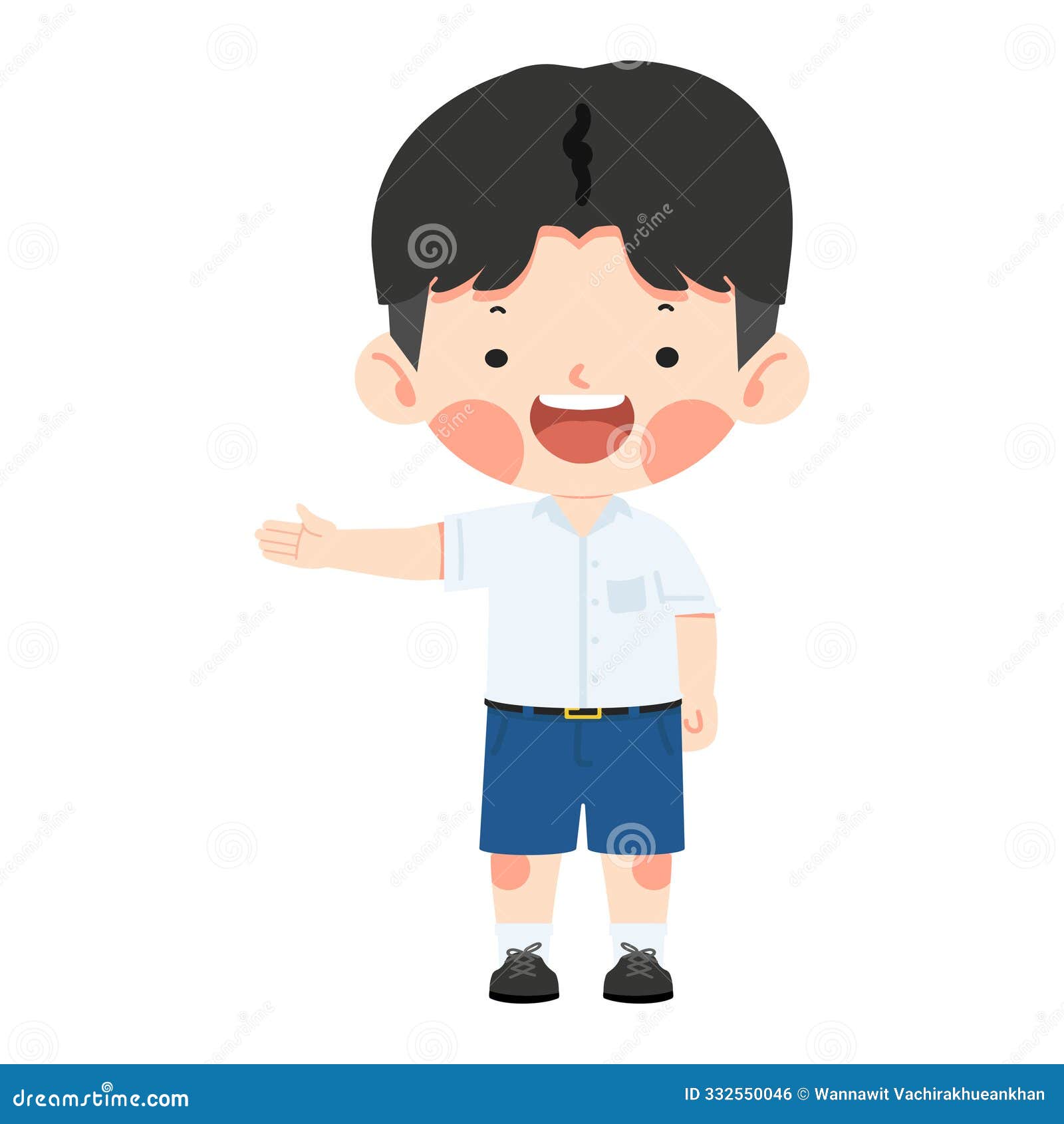Thai Kid Boy Welcome in Uniform Stock Vector - Illustration of ...