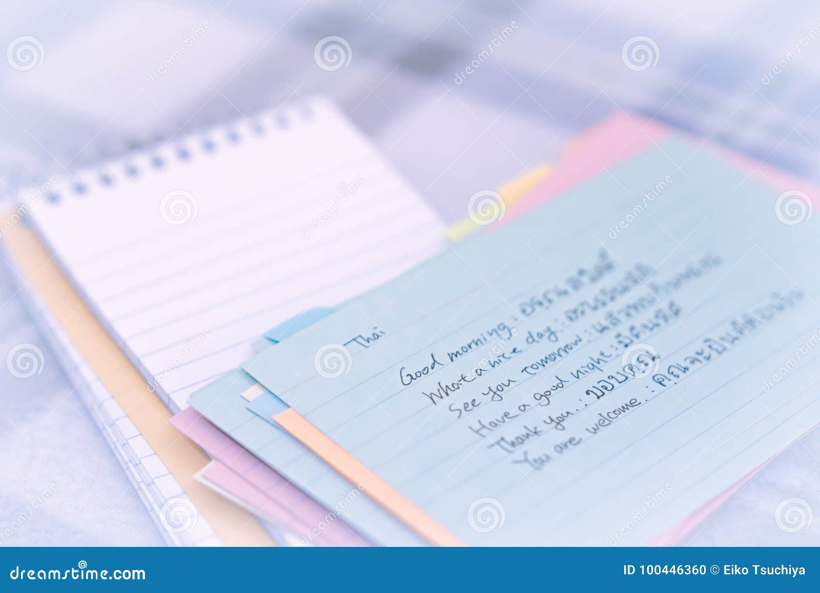 Thai; Learning New Language Writing Greetings on the Notebook Stock ...