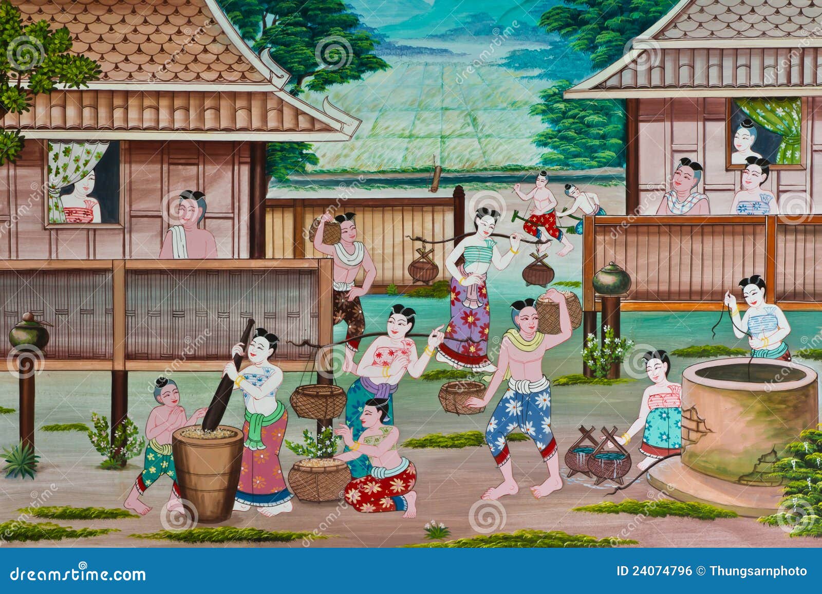 Thai Lifestyle Wall Art Painting Stock Photo - Image of thai ...