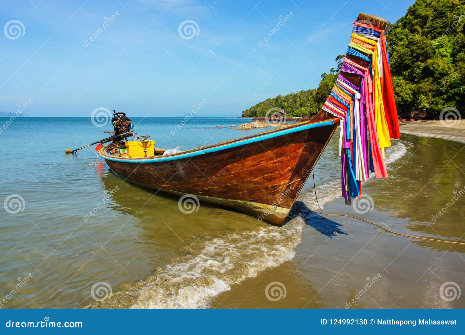 Thai Long tail boat stock photo. Image of water, beautiful - 124992130