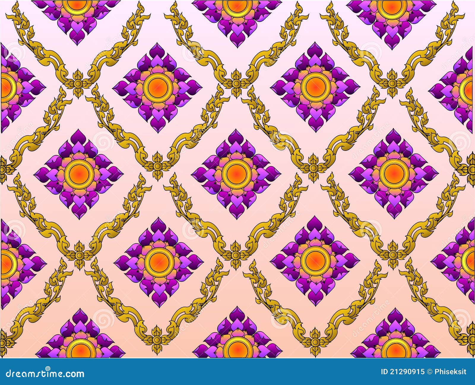 Thai Lotus Pattern Background Stock Illustration - Illustration of asia ...
